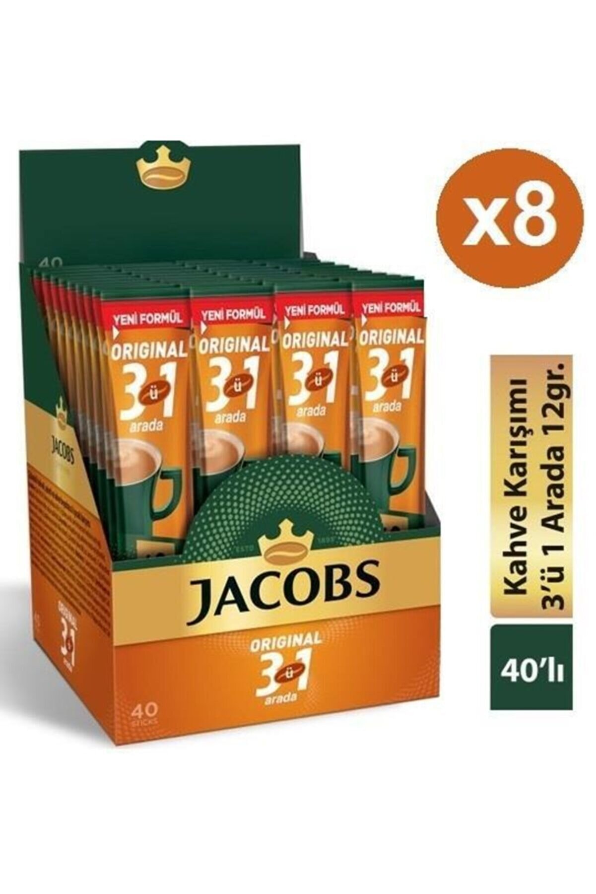 Jacobs Original 3'ü 1 Arada 8 Kutu X (40x16g) Stick Karışım Kahve - Fiyatı, Yorumları