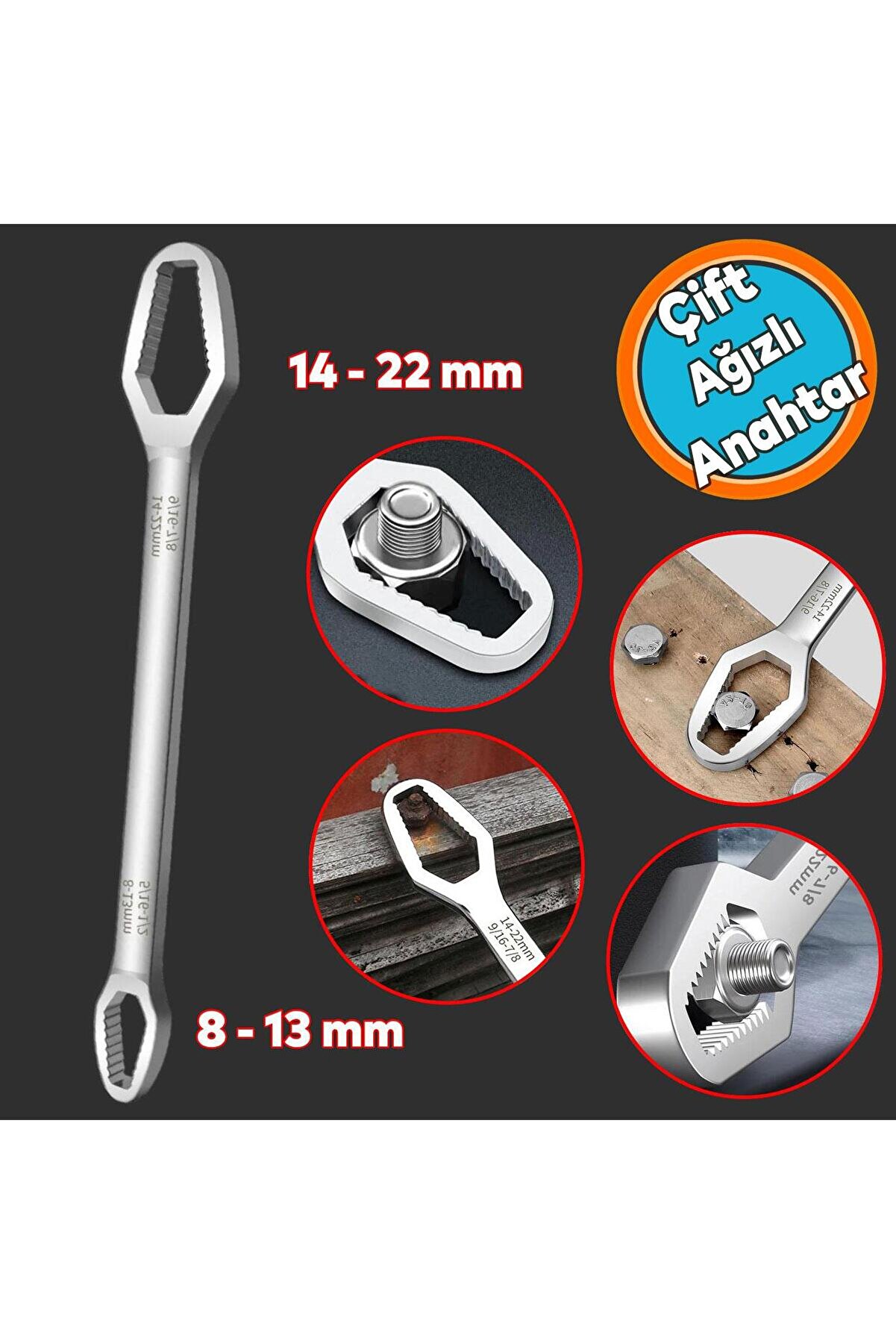 NZB Pratik Çift Ağızlı Kendinden Sıkma Çok Amaçlı Anahtar Çelik ...