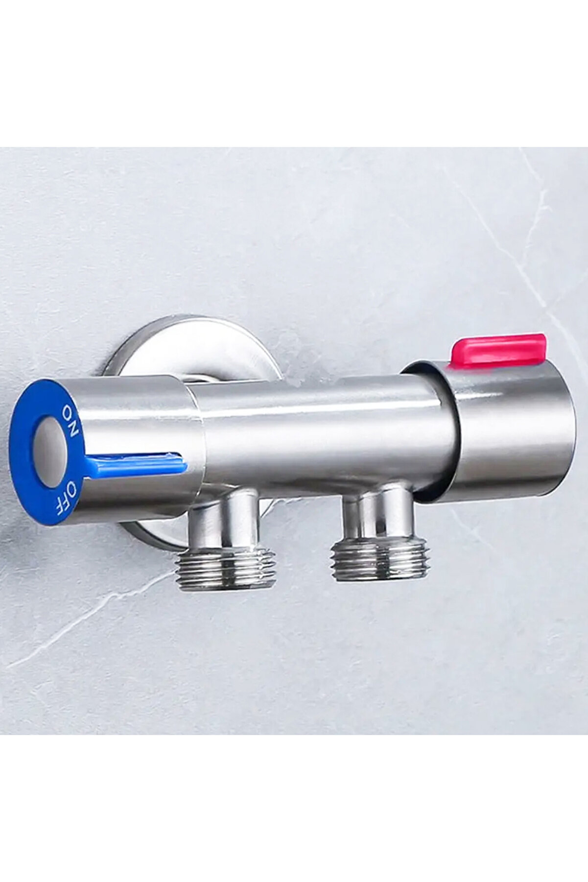 Kupp İnox Çift çıkışlı taharet musluğu paslanmaz çevirmeli aç kapa ara ...