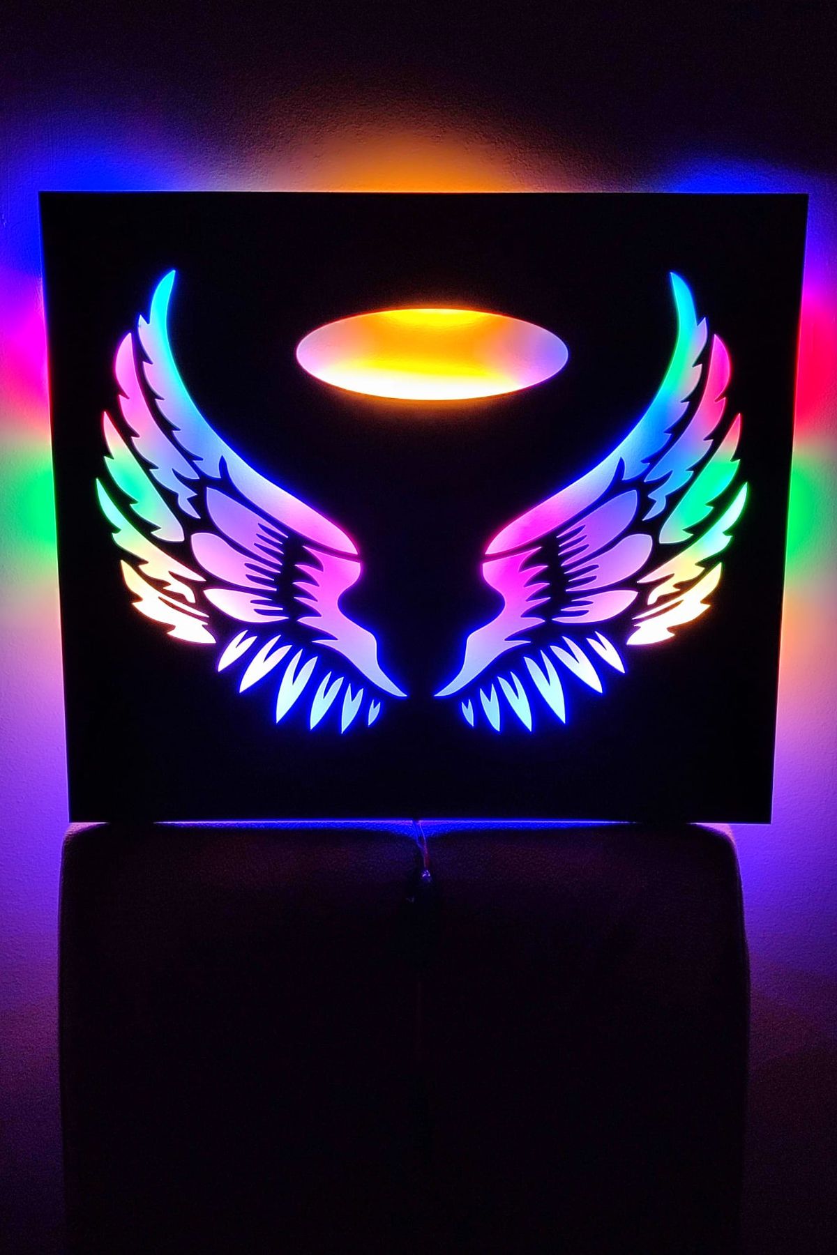 Oyartanddesign Melek Kanadı Led Işıklı Duvar Tablosu Duvar Dekoru Duvar