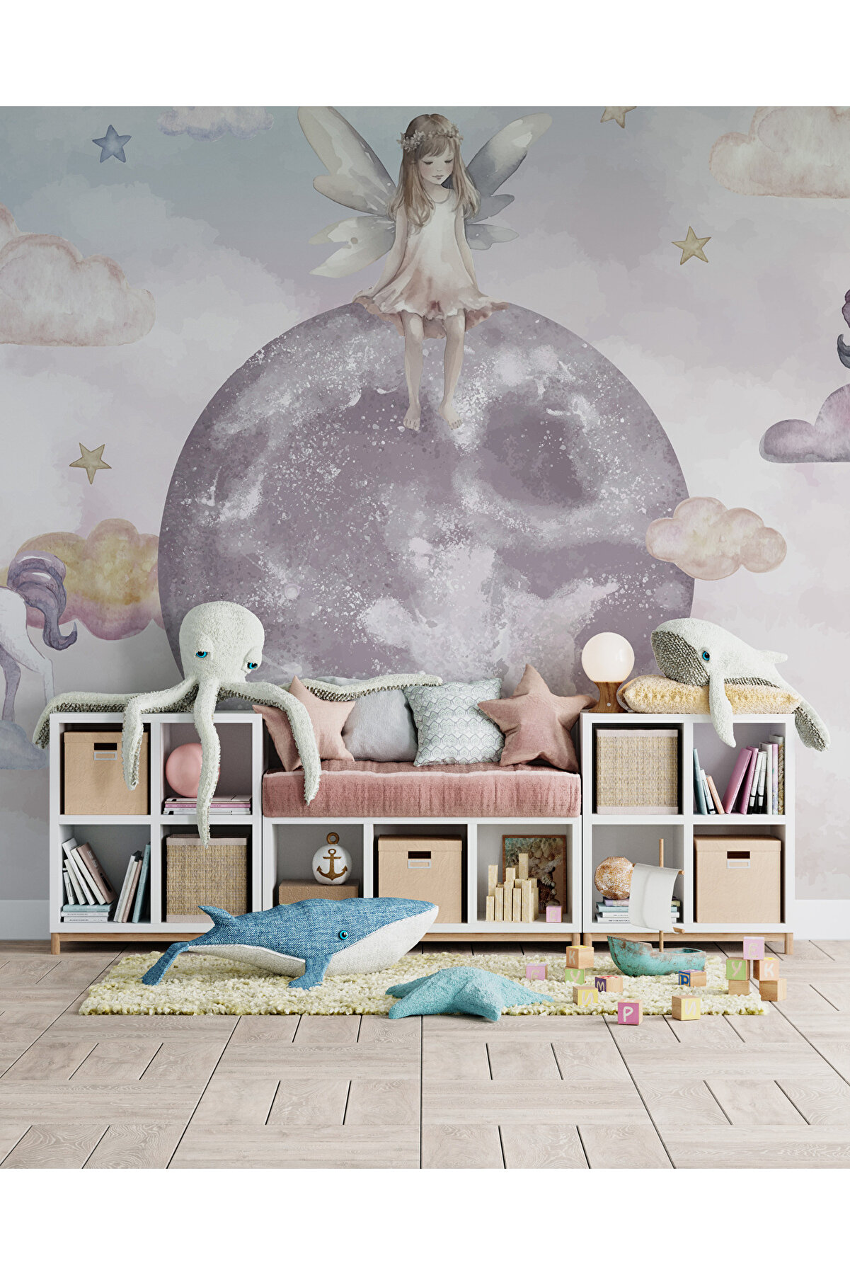 LOTUS AURA Peri Duvar Kağıdı Büyük Ay Duvar Resmi Çocuk Odası Duvar ...