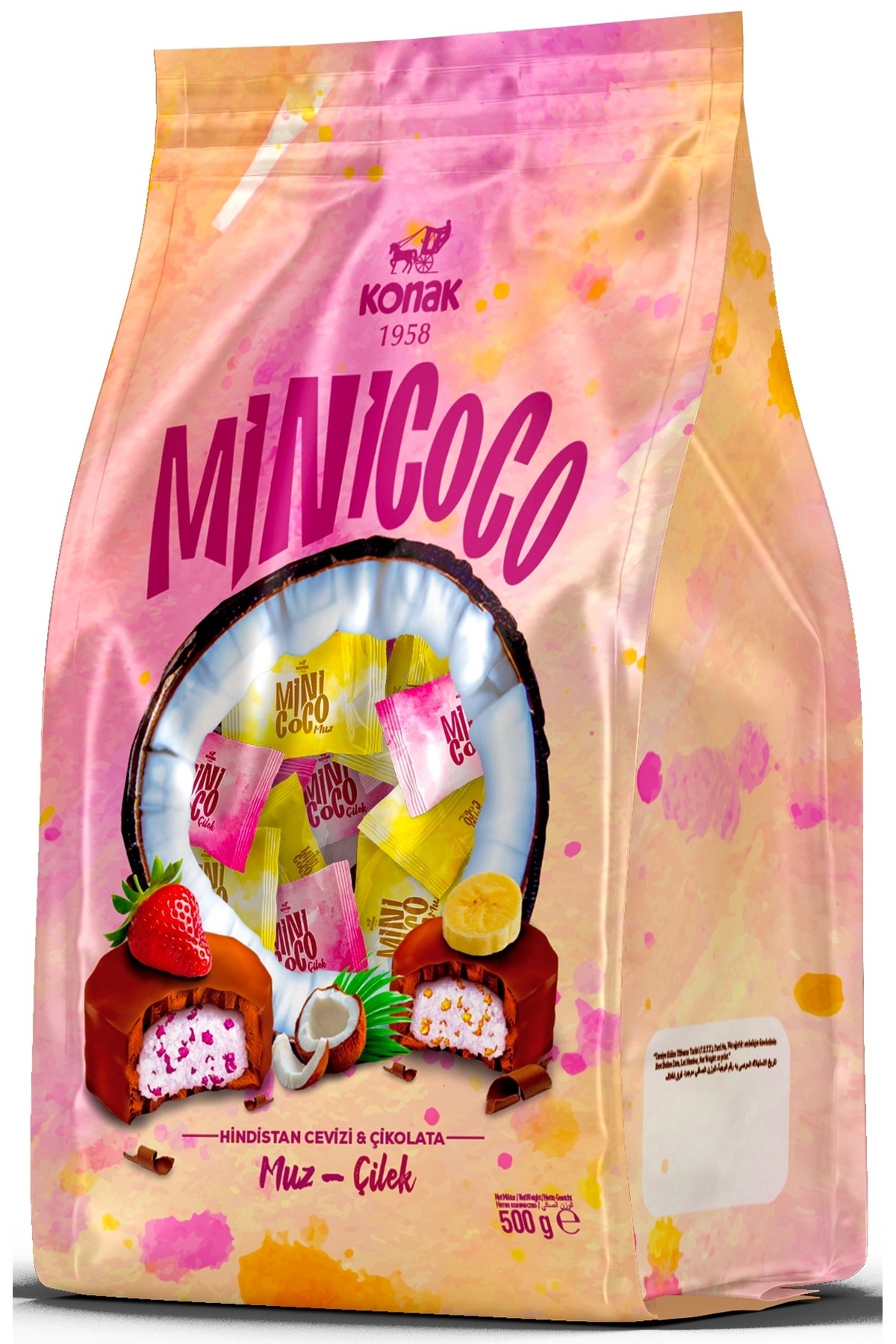 KONAK Mini Coco Çikolata Kaplı Meyve Parçacıklı Hindistan Cevizli 500 ...