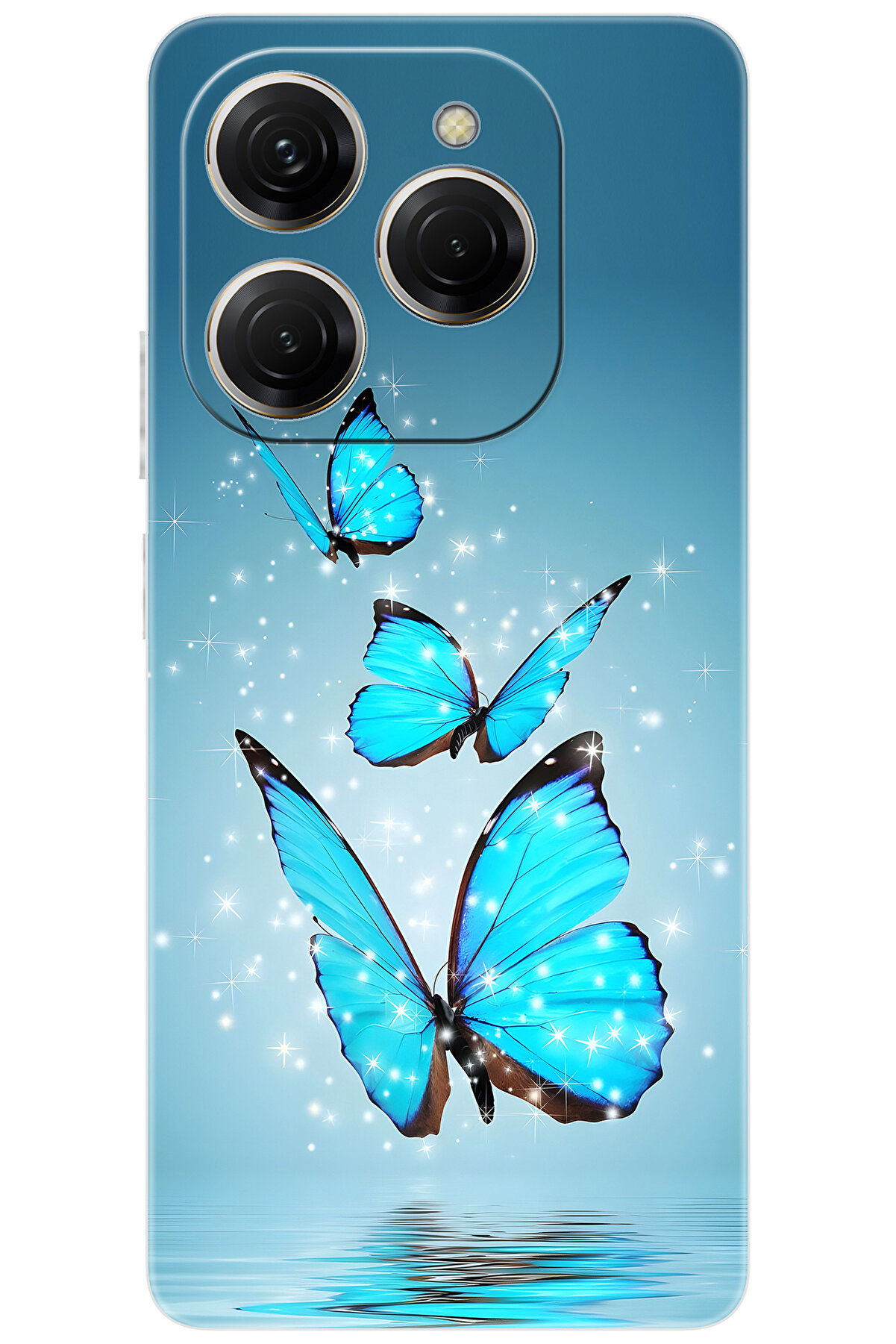 Tecno Spark 20 PRO (KJ6) Uyumlu Kılıf Desen Baskılı Silikon Mavi ...