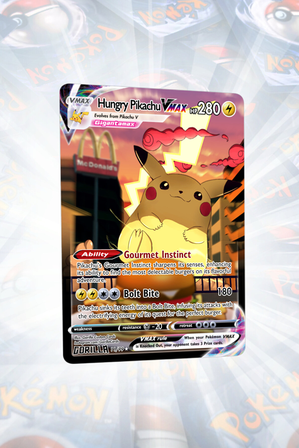 Gorilla Cards Hungry Pikachu Custom Holo Pokemon Kartı Fiyatı ...