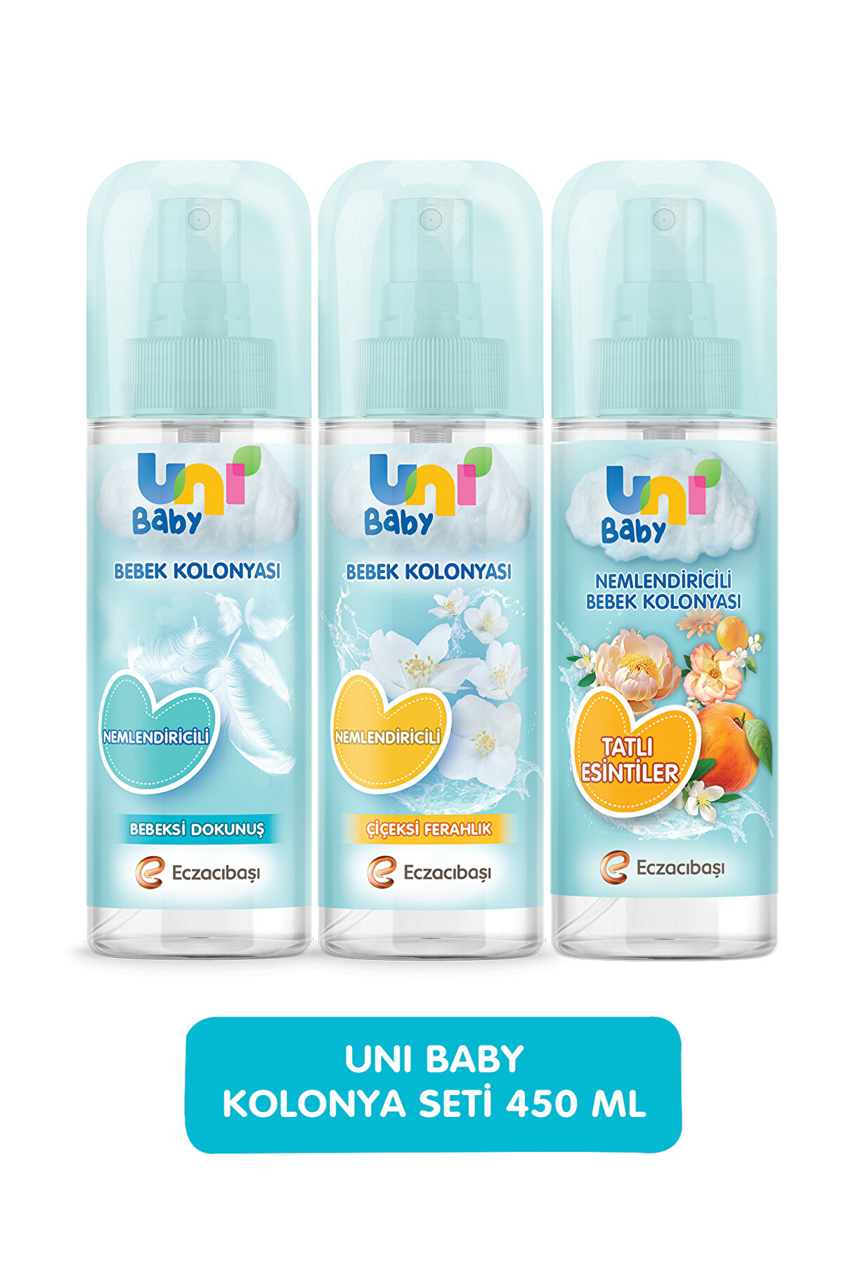 Uni Baby Kolonya Seti 450 ml (ÇİÇEKSİ KOKULAR & BEBEKSİ KOKULAR & TATLI ...