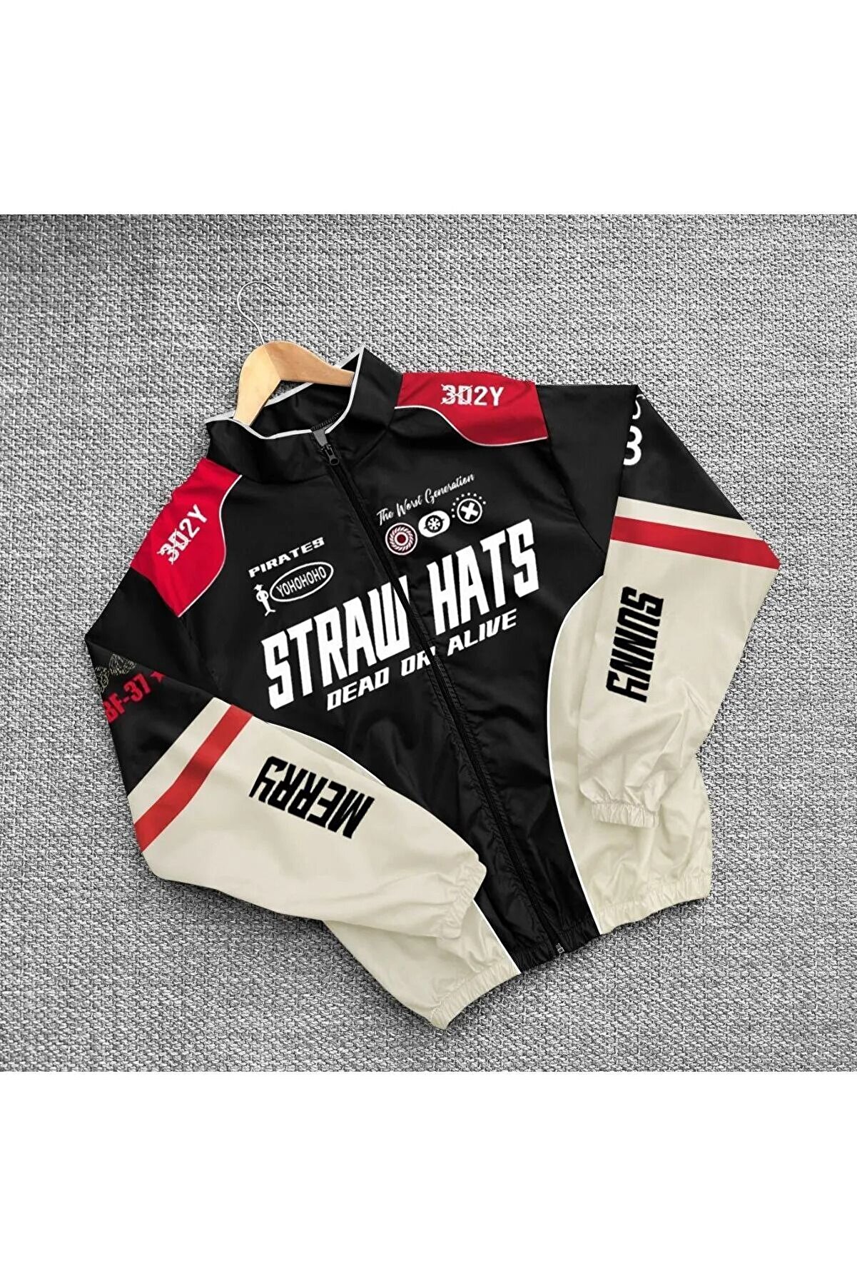 Lushen Unisex Paraşüt Kumaş Oversize Dijital Baskılı Siyah Rüzgarlık ...