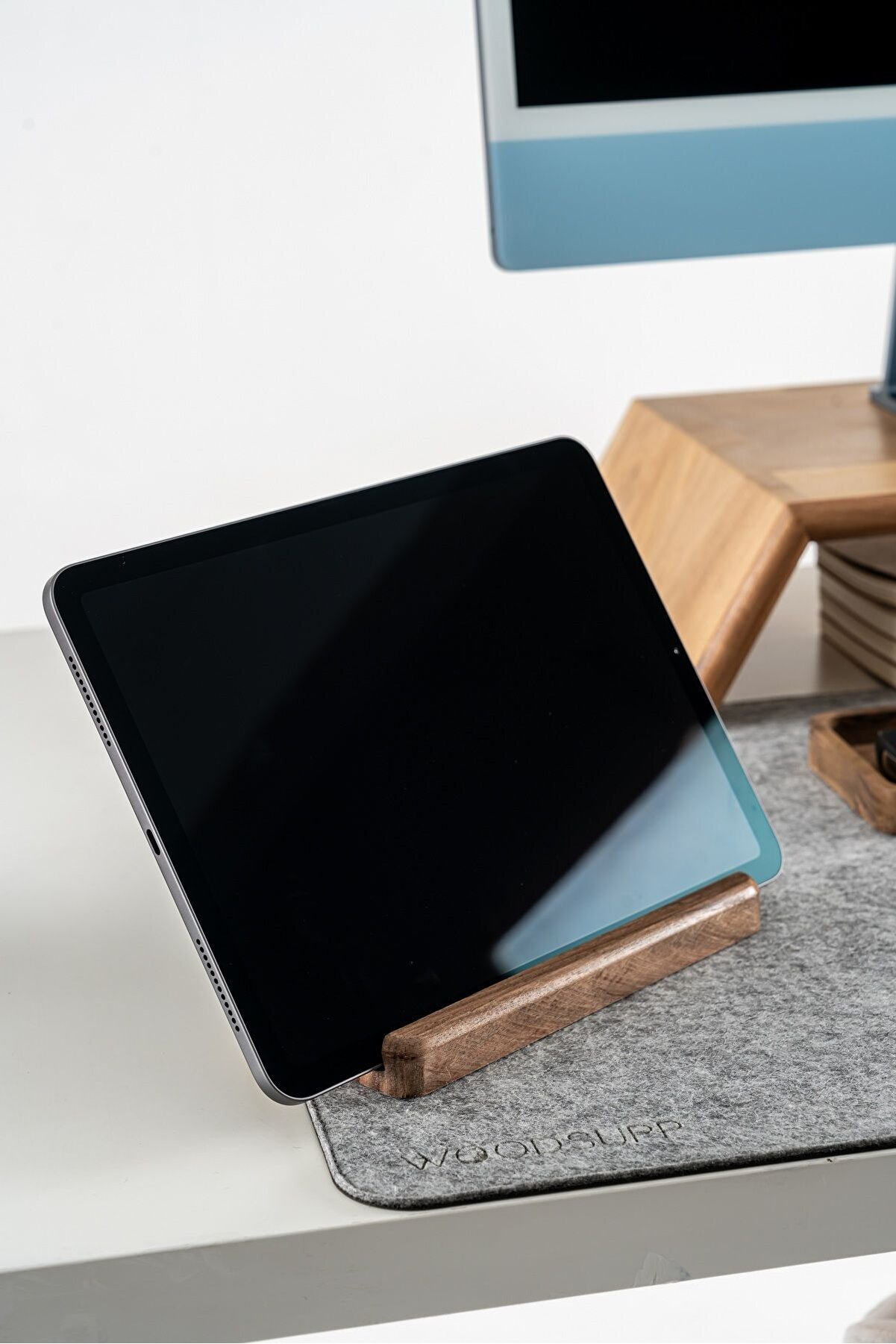 Woodsuppco Tablet Tutucu, Ahşap Tablet Standı, Masaüstü Ahşap Tablet ...