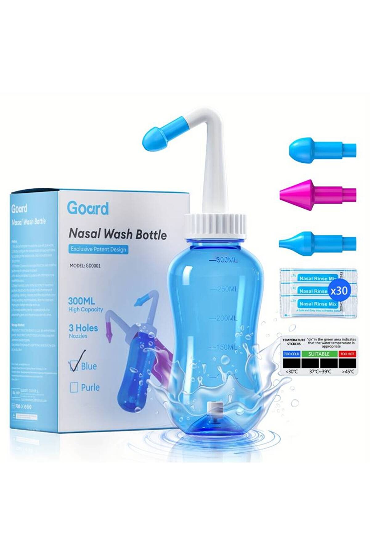 SYNOPE Nazal Sinüs Burun Yıkama Durulama Seti Şişesi Hediye 30 Paket ...