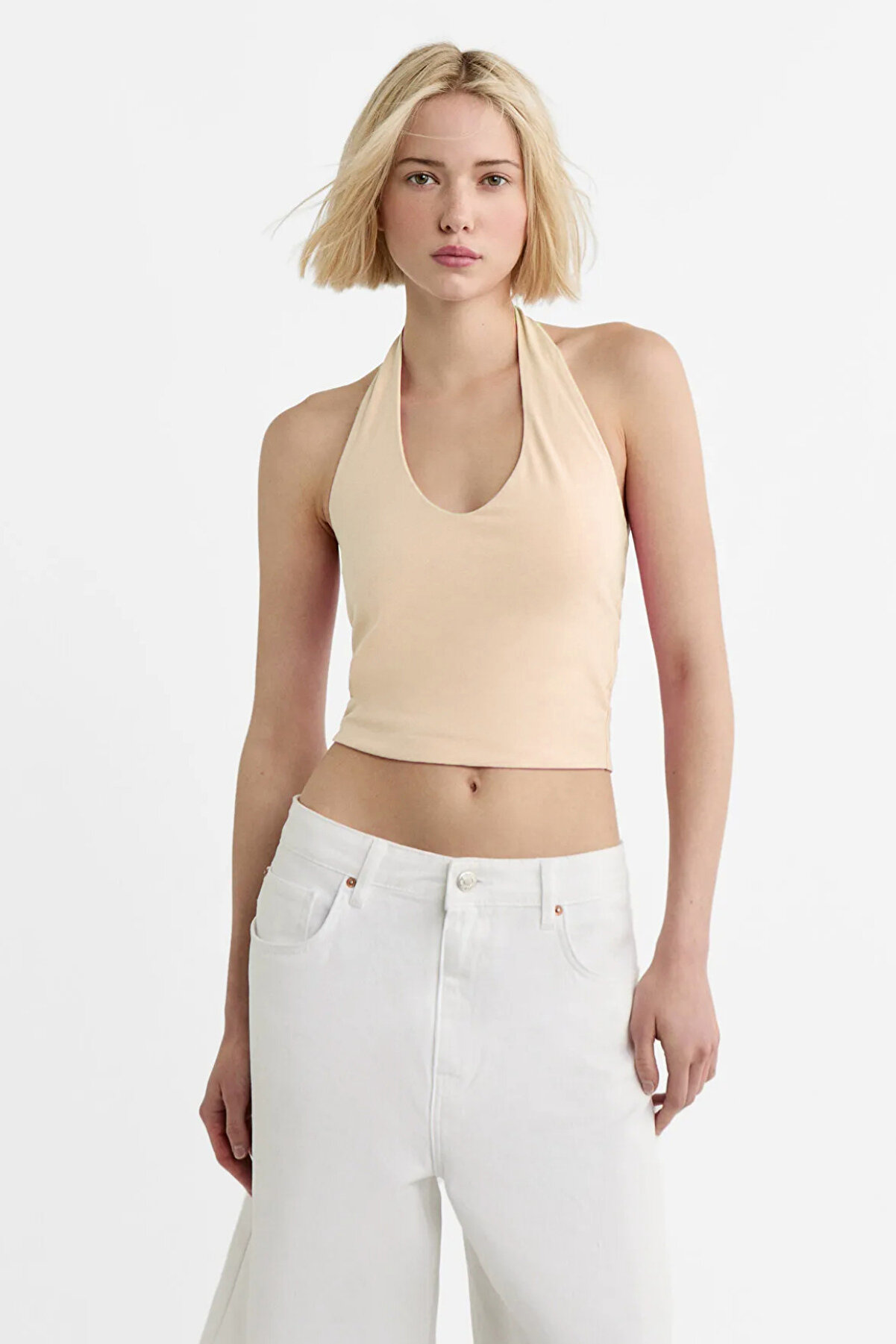 VODENS Kadın Bej Halter Yaka Crop Top Body Fiyatı, Yorumları - Trendyol