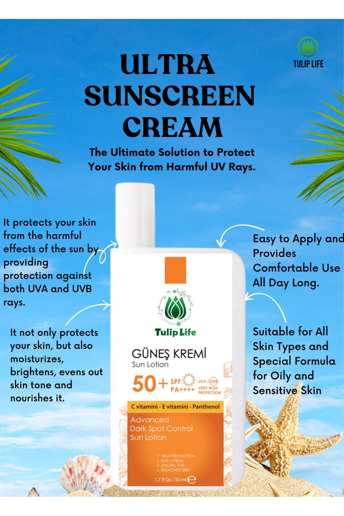 Tuliplife Sun Care Spf+50 High Portection Nemlendirici Yüksek Koruma ...