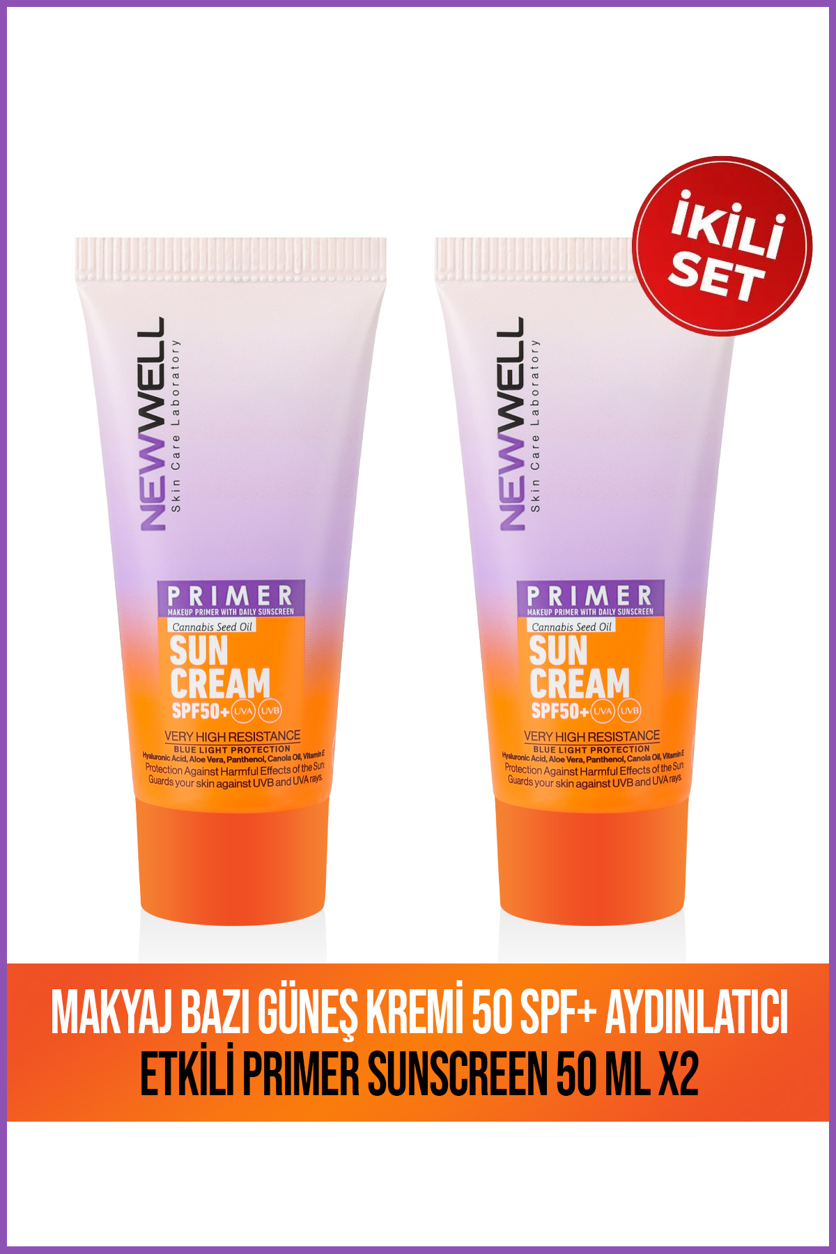 New Well 2 Adet Makyaj Bazı Güneş Kremi 50 SPF+ Aydınlatıcı Etkili ...