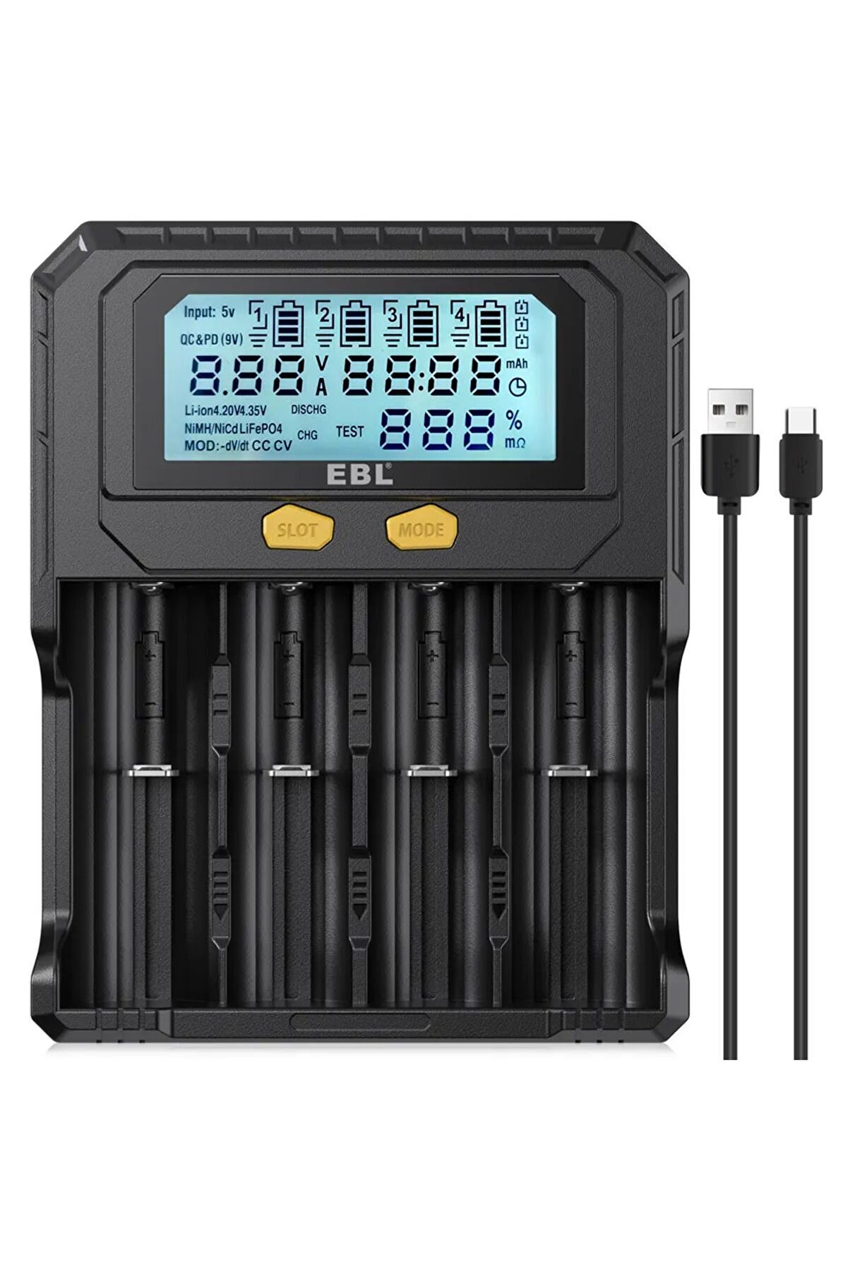 EBL PD4 Universal Pil Şarj Cihazı Li-ion ve NiMH Şarjlı Piller ...