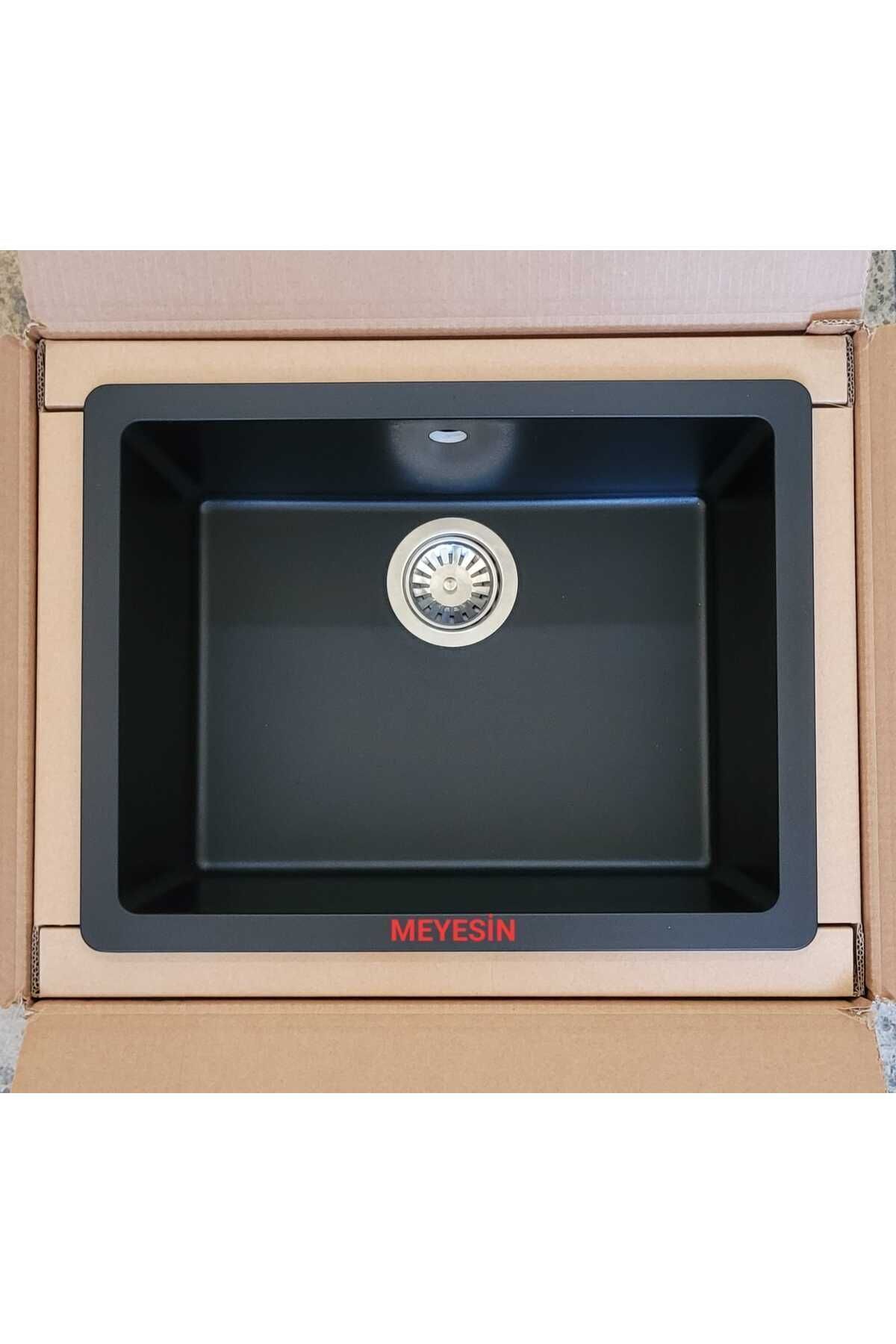 EvyeLand Meyesin Tezgah Altı Siyah Granit Mutfak Evyesi 43 X 55 Cm ...