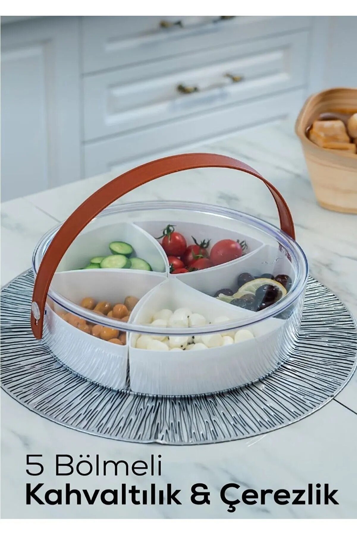Şener collection Piknik Seti Kapaklı Kulplu 5 Bölmeli Kahvaltılık ...