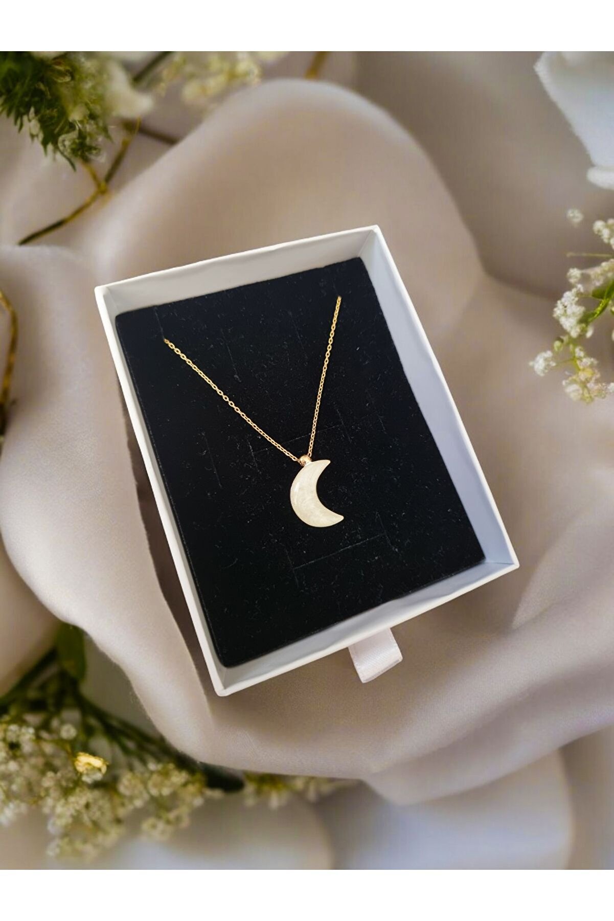 Soprano Silver Gece Parlayan Ay Kolye 14 Ayar Altın Kaplama 925 Ayar ...