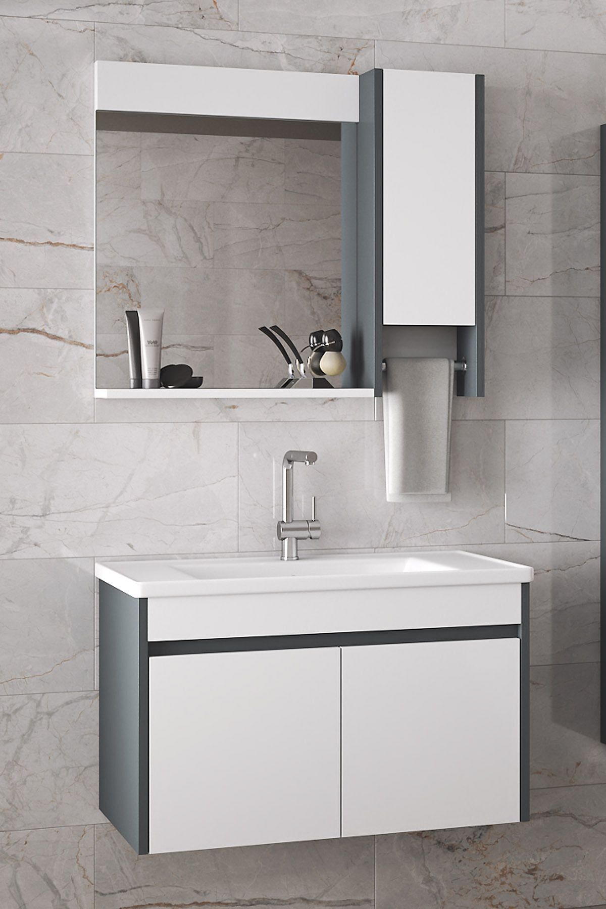 Alfa Banyo Estella-oa -65 Cm Ayna Dolaplı Seramik Lavabolu Mdf Banyo ...