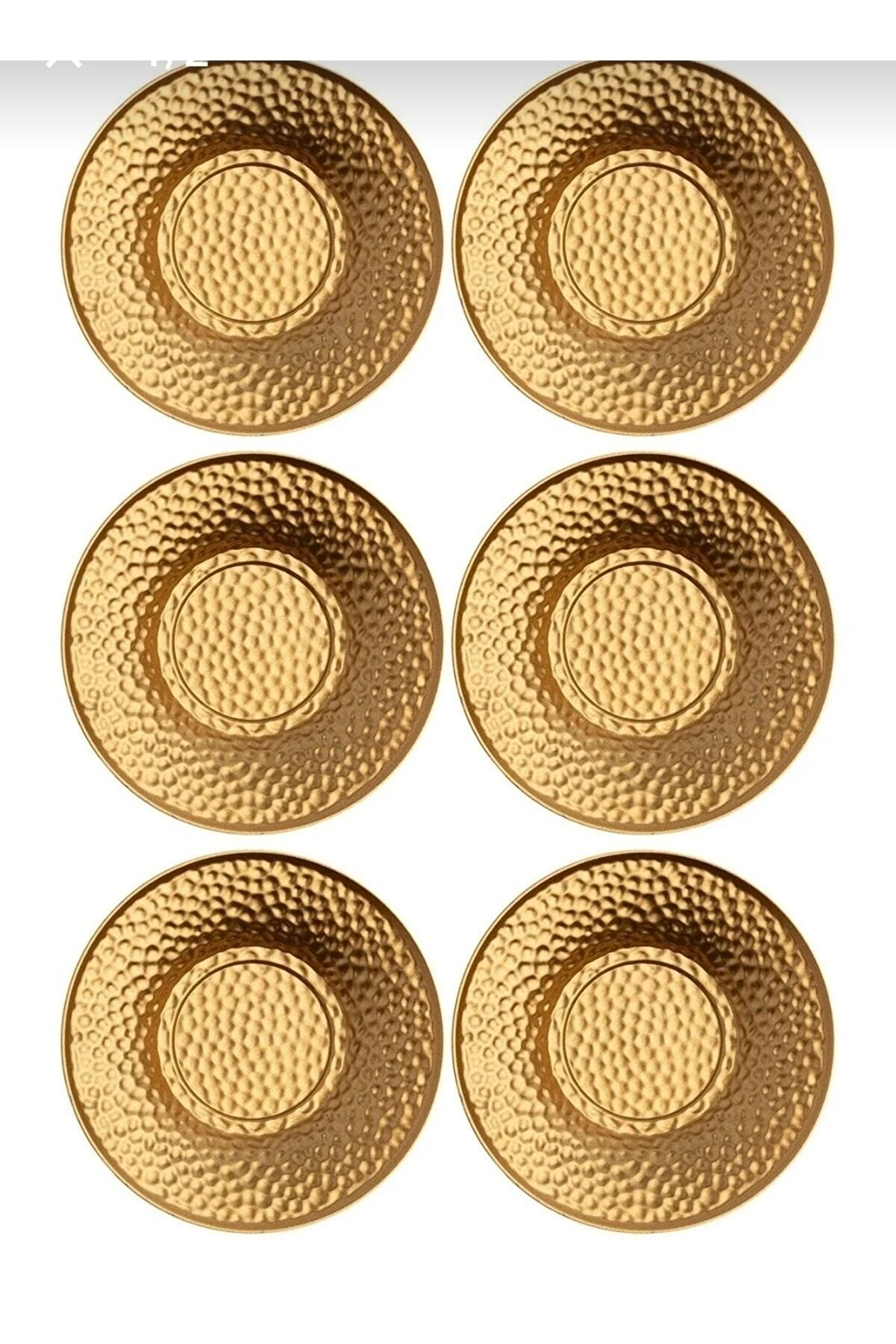 DİBA AVM Gold Metalik Görünümlü Sert Plastik Çay Tabağı Dövme Desenli 6 ...