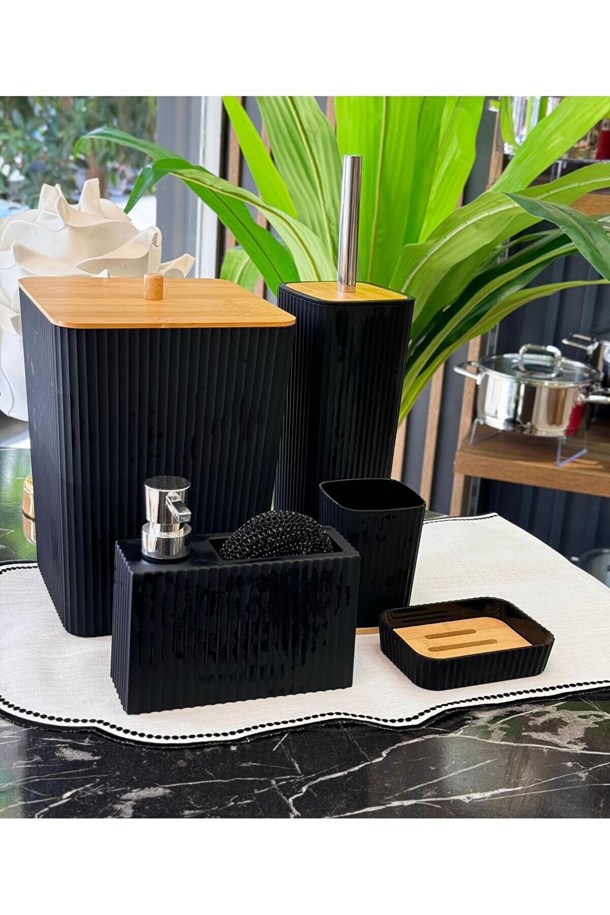 Onedekor 5 Parça Lenox Akrilik Bambu Banyo Seti Siyah Fiyatı, Yorumları ...