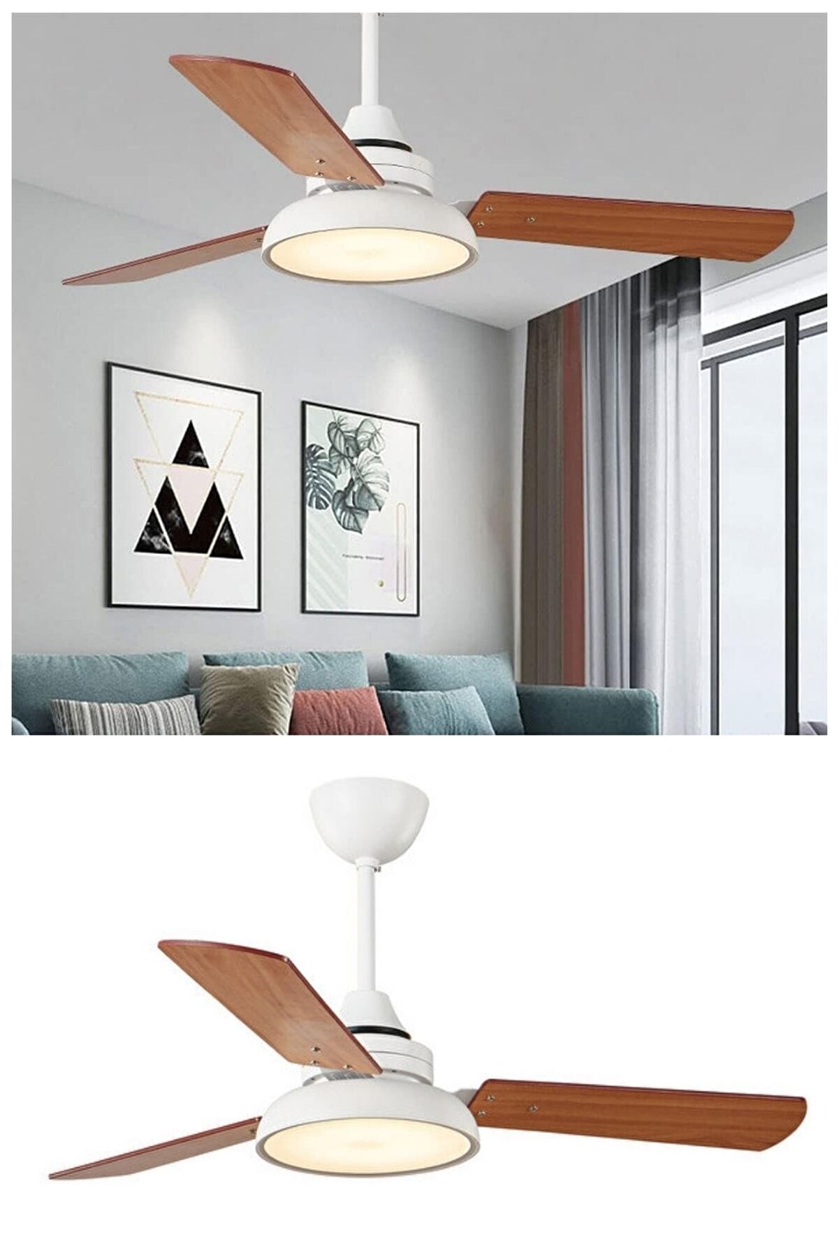 Magnotto Aydınlatmalı Tavan Vantilatörü Pervaneli Avize Lamba Led Işıklı Tavan Pervanesi Ahşap ...