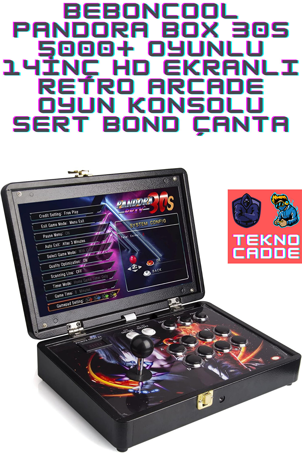 beboncool Pandora Box 30s 5000+ Oyunlu 14inç HD EKRAN Retro Arcade Oyun ...