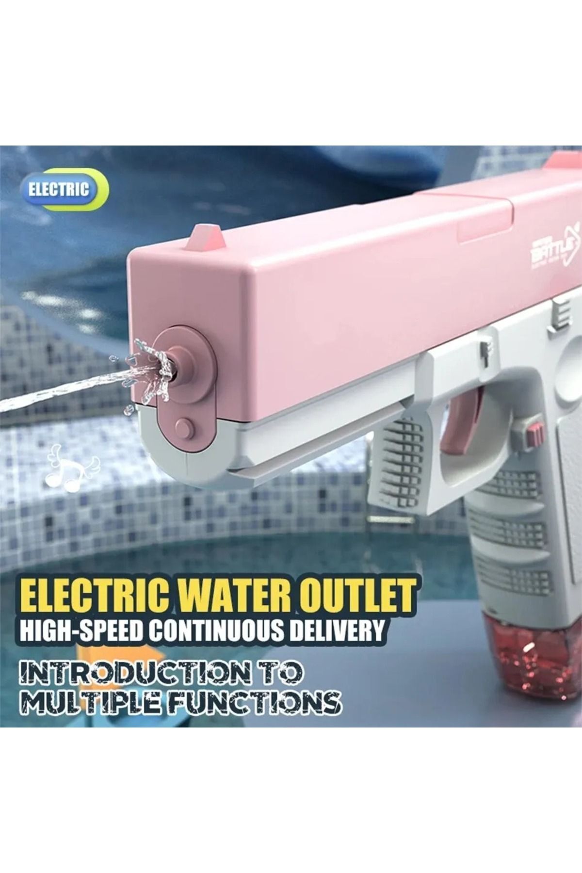 TRUST STORE Elektrikli Otomatik Atış Yapan Su Tabancası Mavi 10 Metre Menzilli 500 Ml. Depolu 20 ...