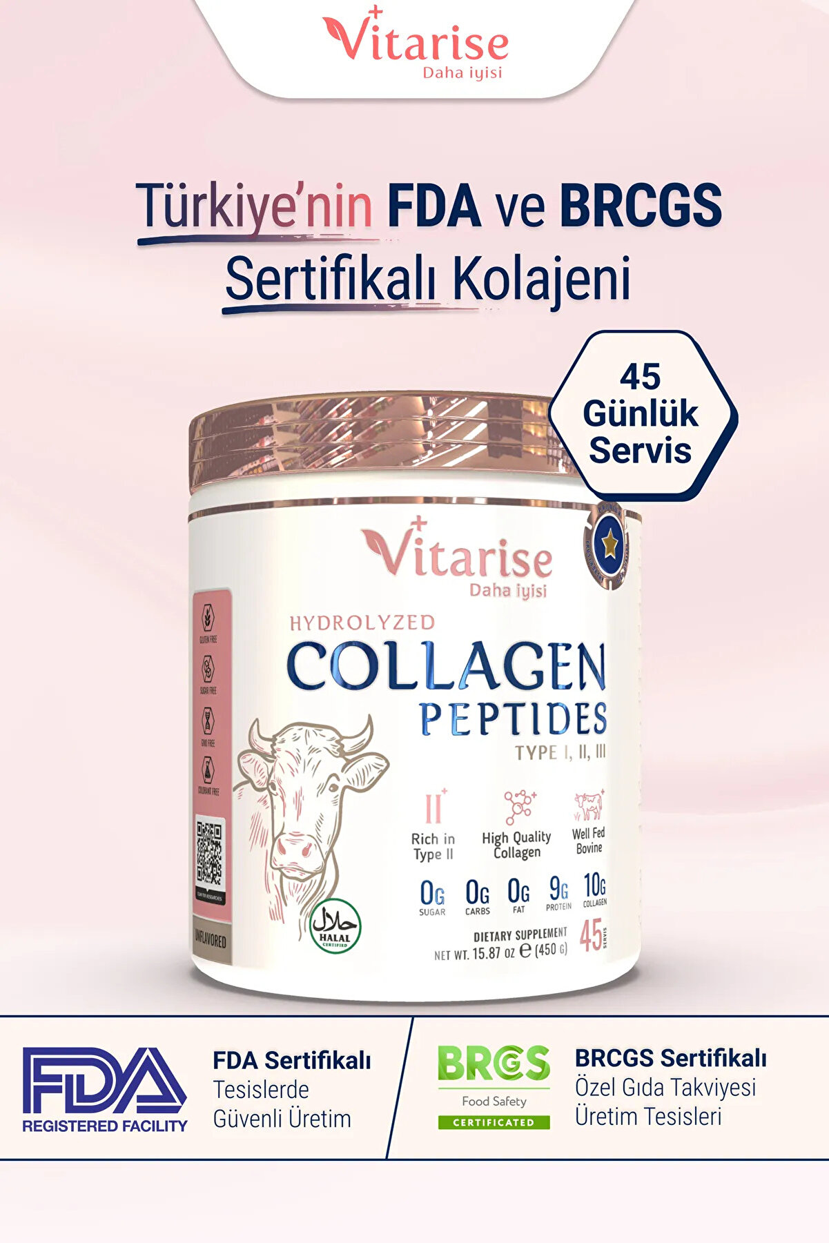 VİTARİSE İçimi Kolay Tatsız Ve Kokusuz Hidrolize Kolajen (TİP 1-2-3 ...