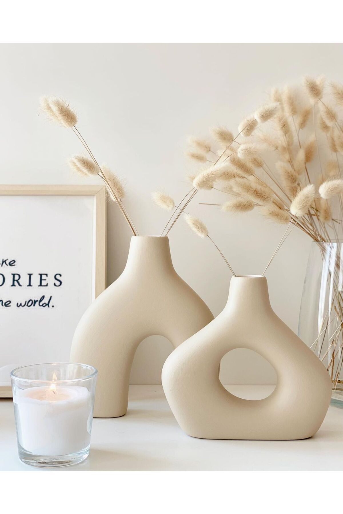 Bienohome Modern 2'li Seramik Vazo, Küçük ve Büyük Seramik Vazo Seti ...