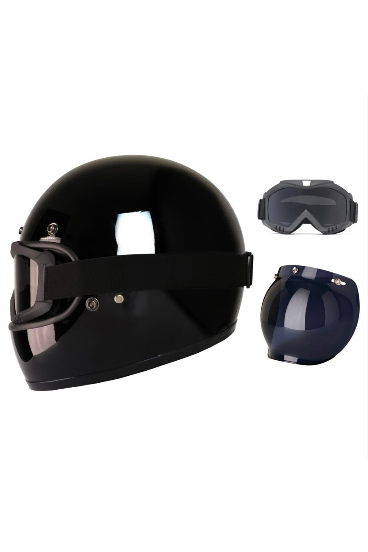 MOTOANL Motosiklet Retro Kask Harley Cafe Racer Vespa Modüler ve Anti ...