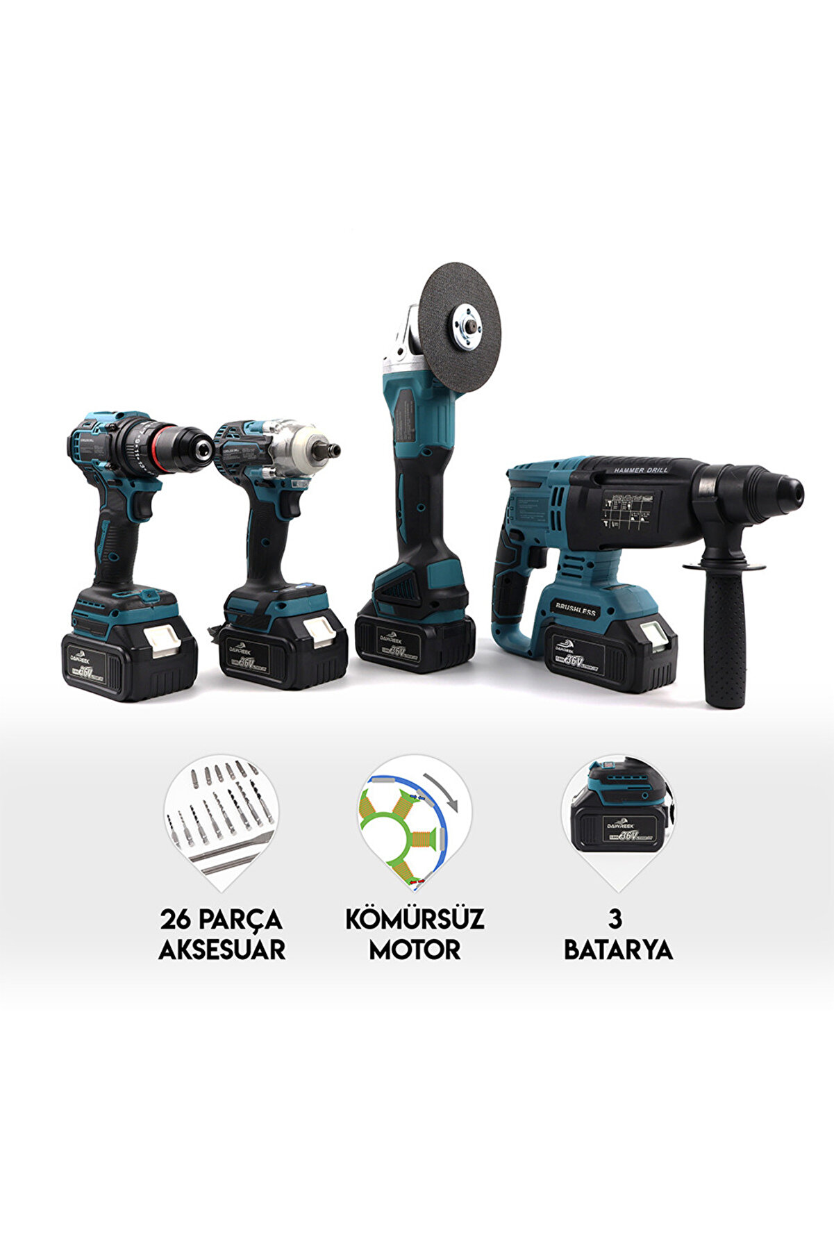 Dawreek Dörtlü Set Mk350 (13MM Ç.MANDREN S.SIKMA Ş.SPRAL Ş.HİLTİ ...