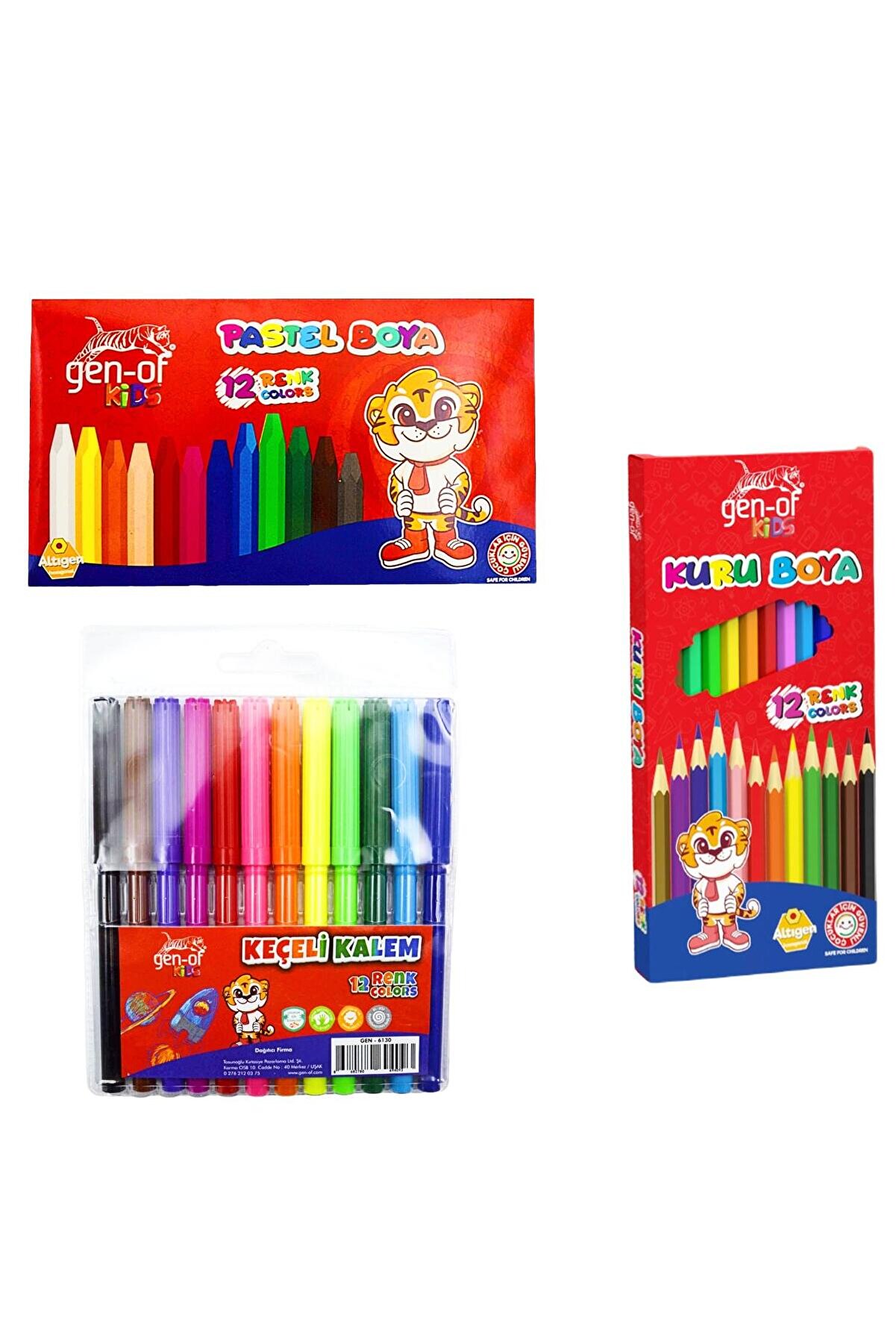 Gen-of Kuru Boya 12 Li+Pastel Boya 12 Li+Keçeli Kalem 12 Li Fiyatı ...