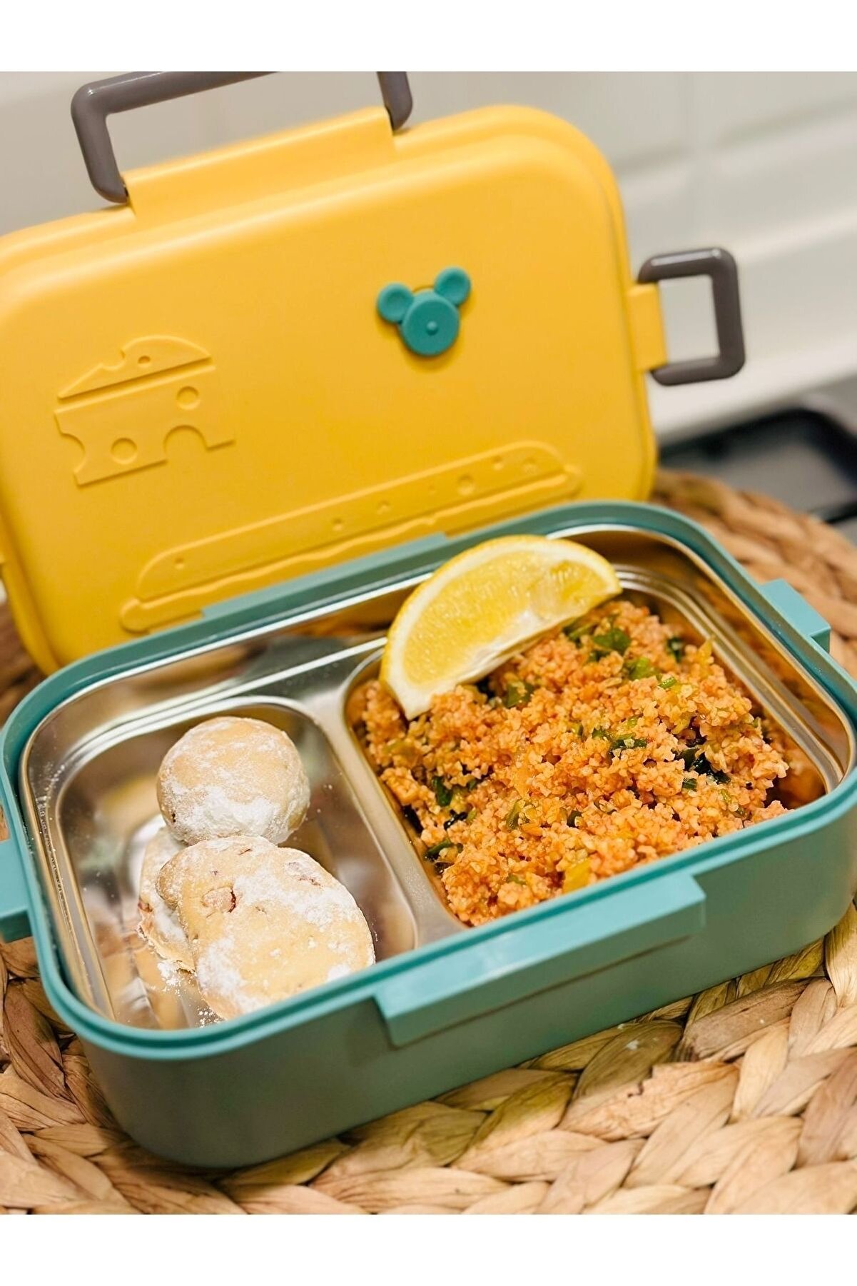 ithallattan Lunch Box (SARI & ADAÇAYI) 304 Paslanmaz Çelik 21cm Sıvı ...