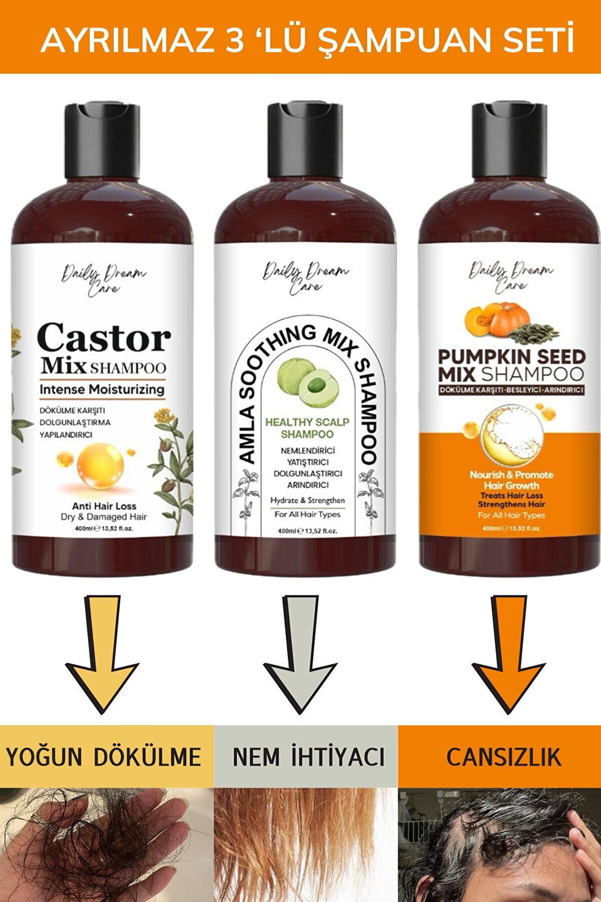 True Bee Avantajlı 3’Lü Şampuan Seti Anında Onarıcı Dökülme Karşıtı ...