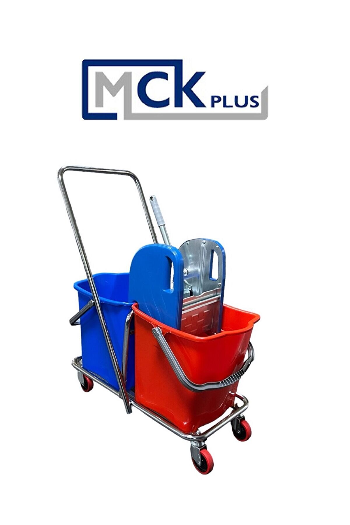 MCK Plus Çift Kovalı Temizlik,paspas Arabası Krom Gövdeli Çelik Presli ...