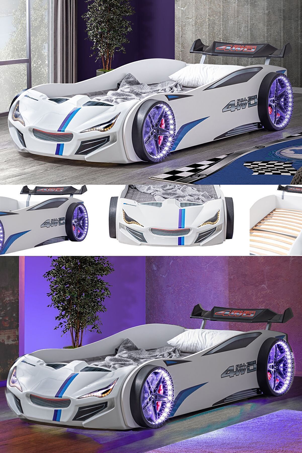 Setay Arabalı Yatak, Merso Rüzgarlıklı Full Ledli Arabalı Yatak - Beyaz ...