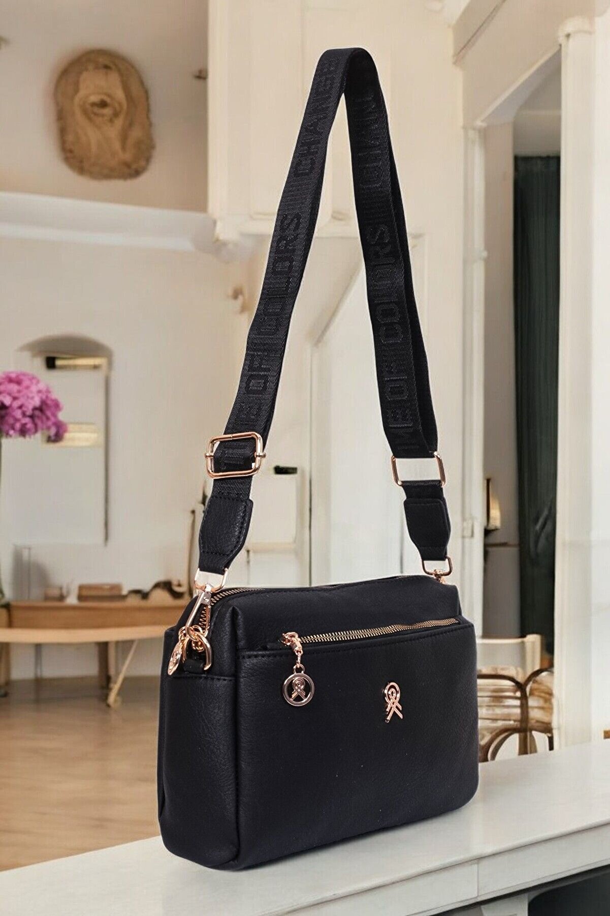 Les Crioch Kadın Siyah 3 Bölmeli Astarlı Ayarlanabilir Kolon Askılı ...