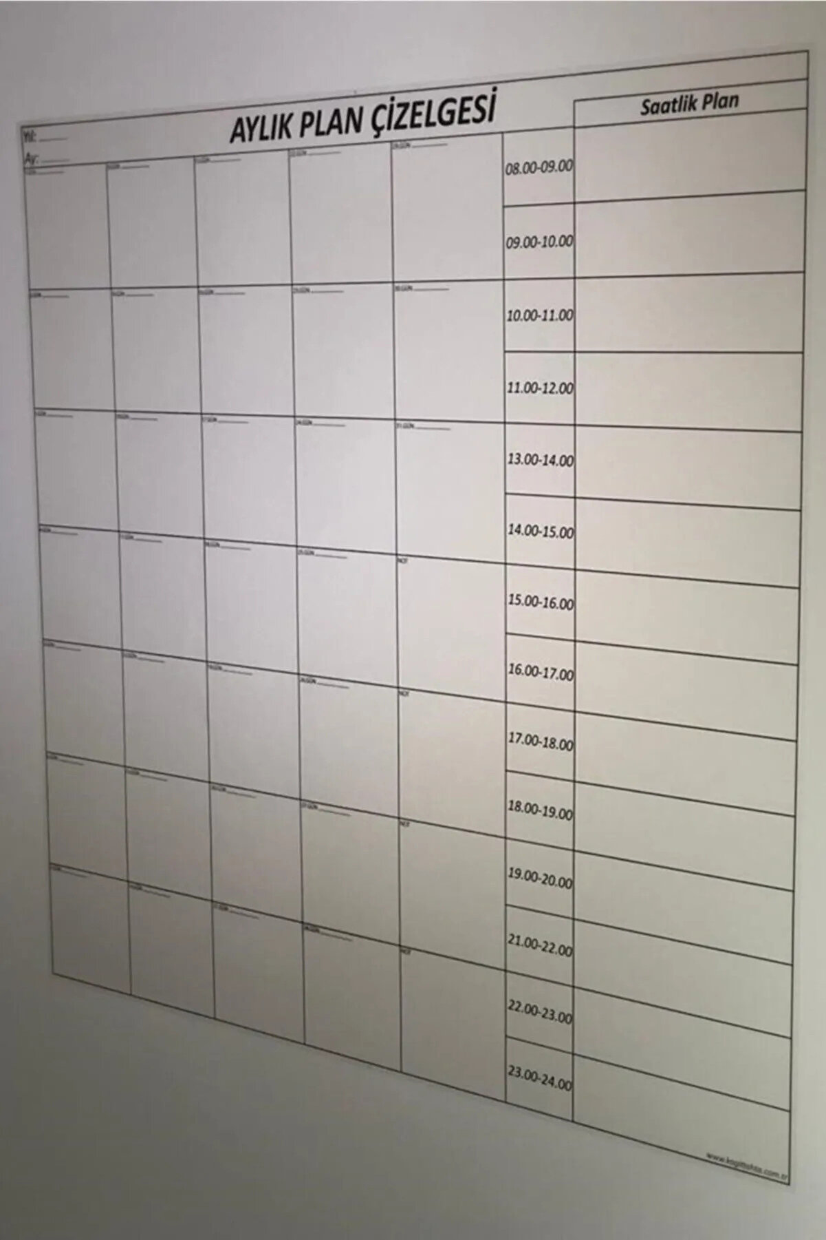 Farklı Bi Kağıt Aylık Planlayıcı Takvim Çizelgesi 100x100 Cm Kağıt ...