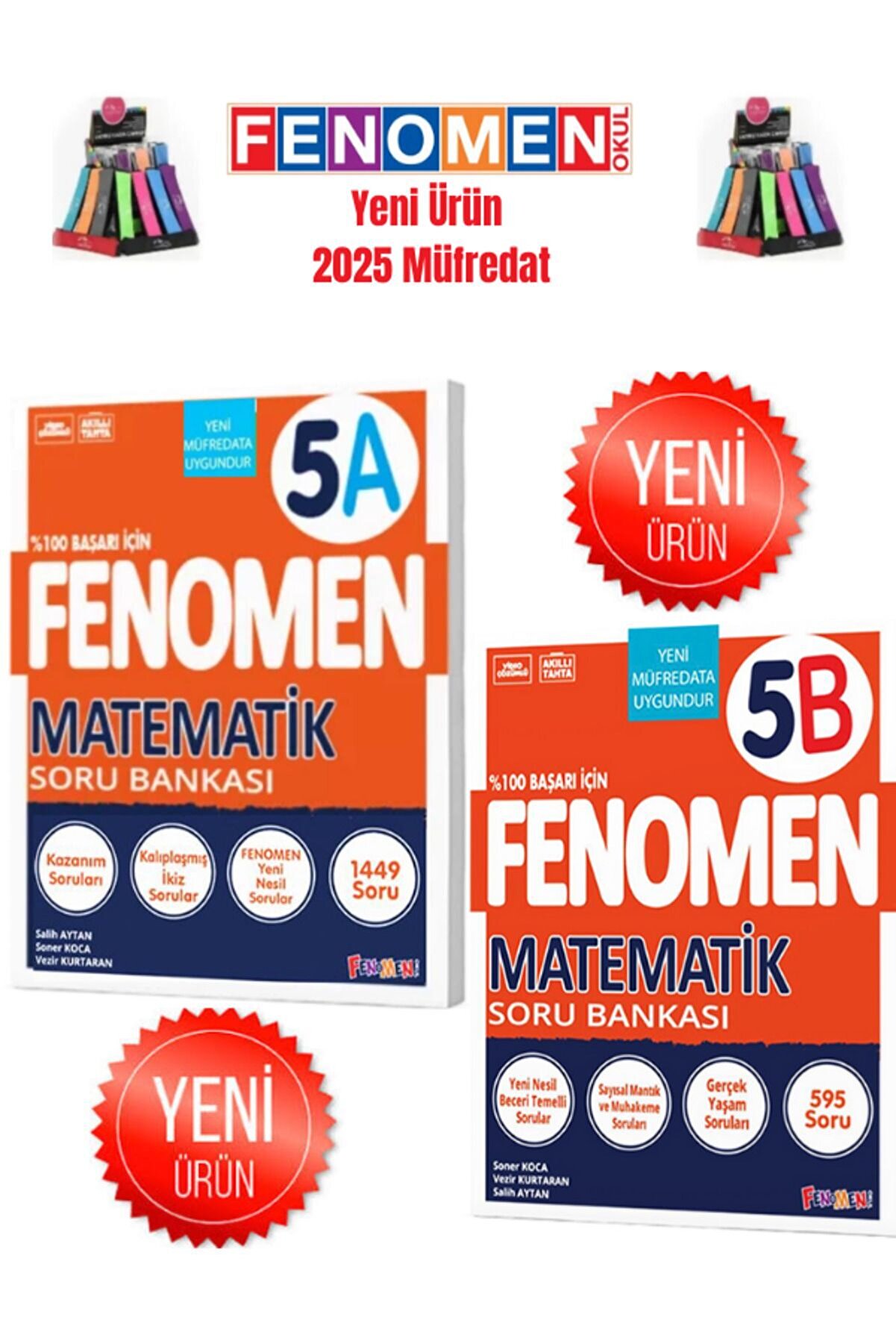 Fenomen Yayıncılık 2025 5.Sınıf Güncellenmiş Müfredat Matematik(A-B)Kolay-Zor(1449-595Soru)Soru ...