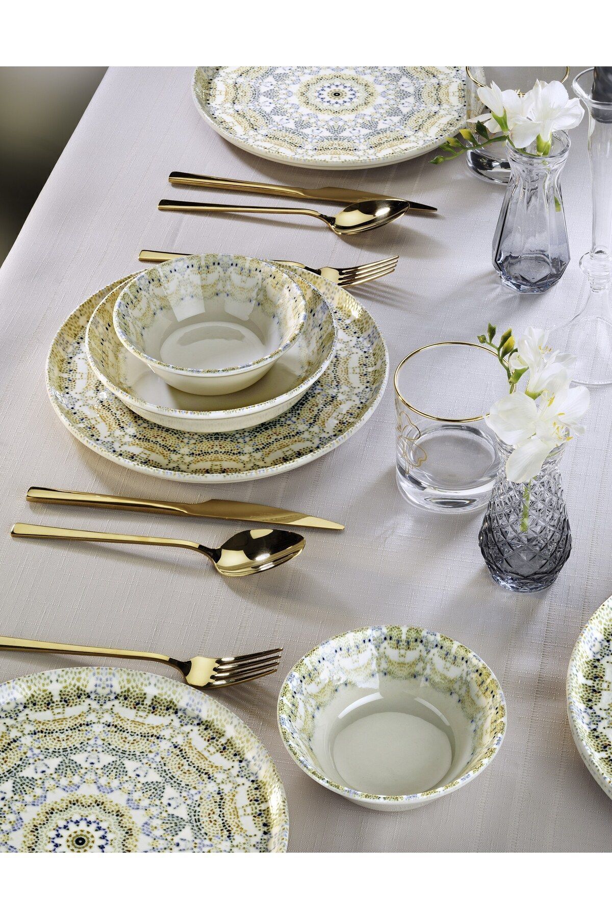 Kitchen Life 18 Parça 6 Kişilik Mozaik Bahçesi Porselen Yemek Takımı ...