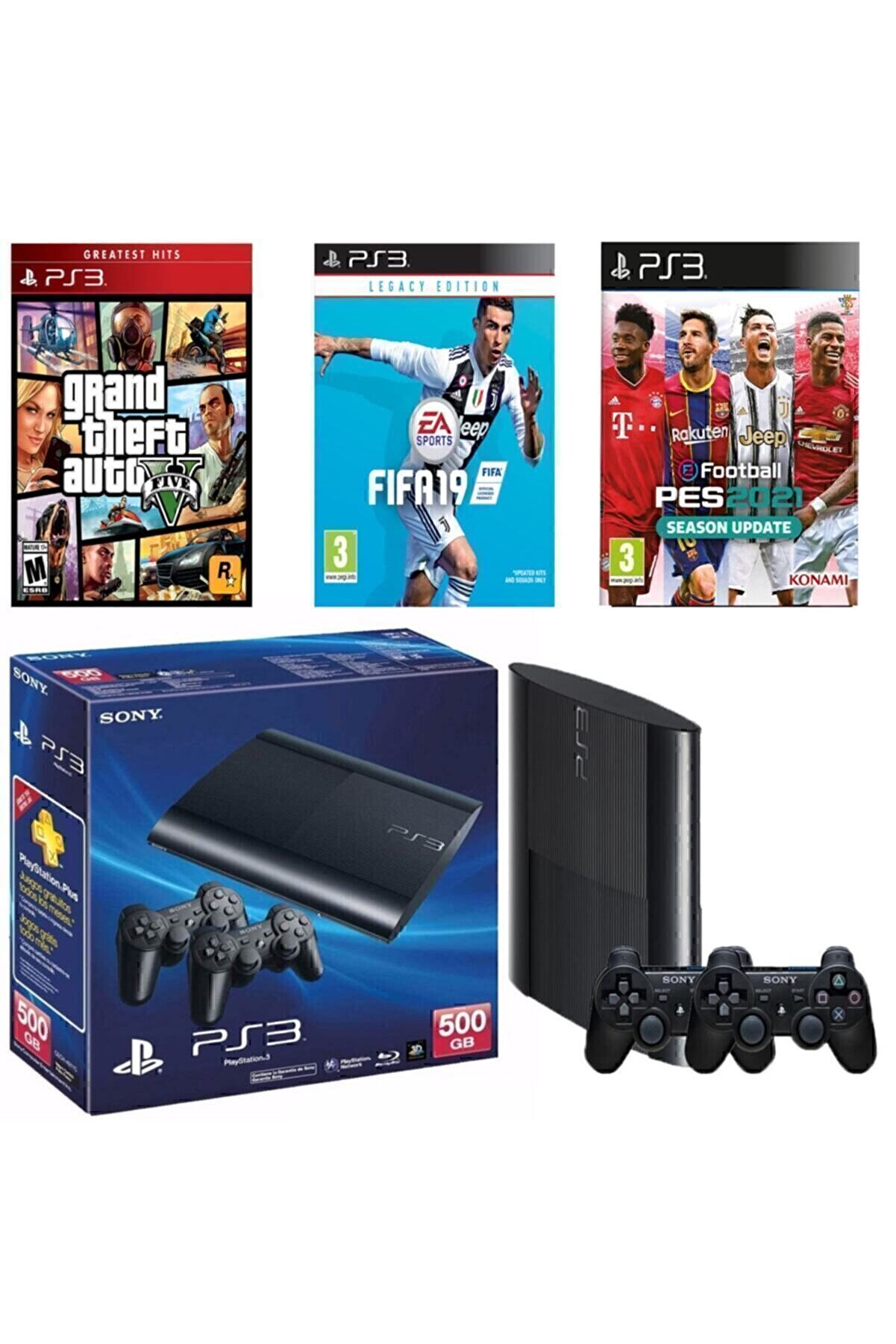 Sony PS3 Super Slim 500GB Console com 85 Jogos - 12 Mises de Garantia
