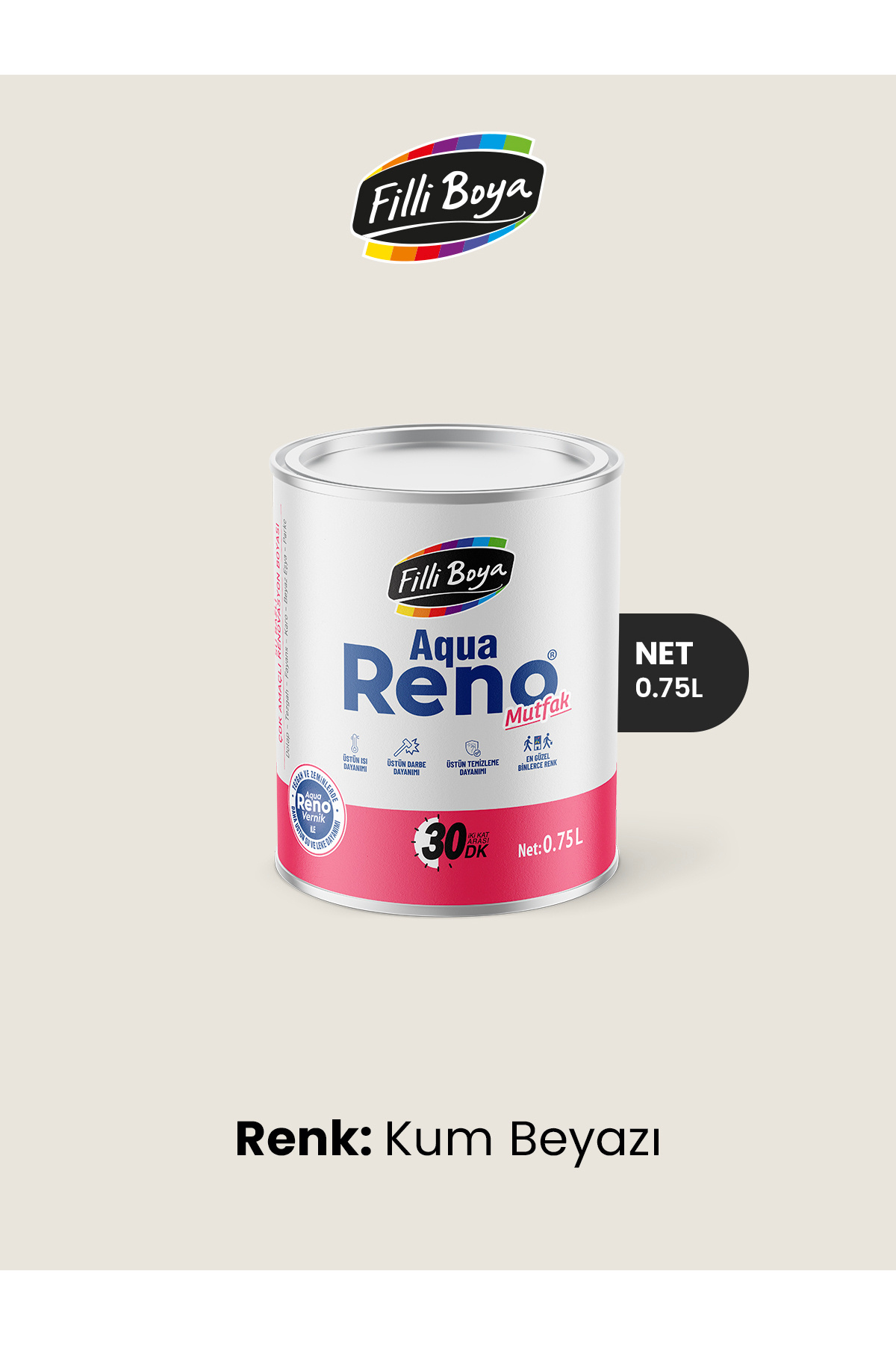 Filli Boya Aqua Reno Mutfak 0.75 Lt Kum Beyazı - Fiyatı, Yorumları