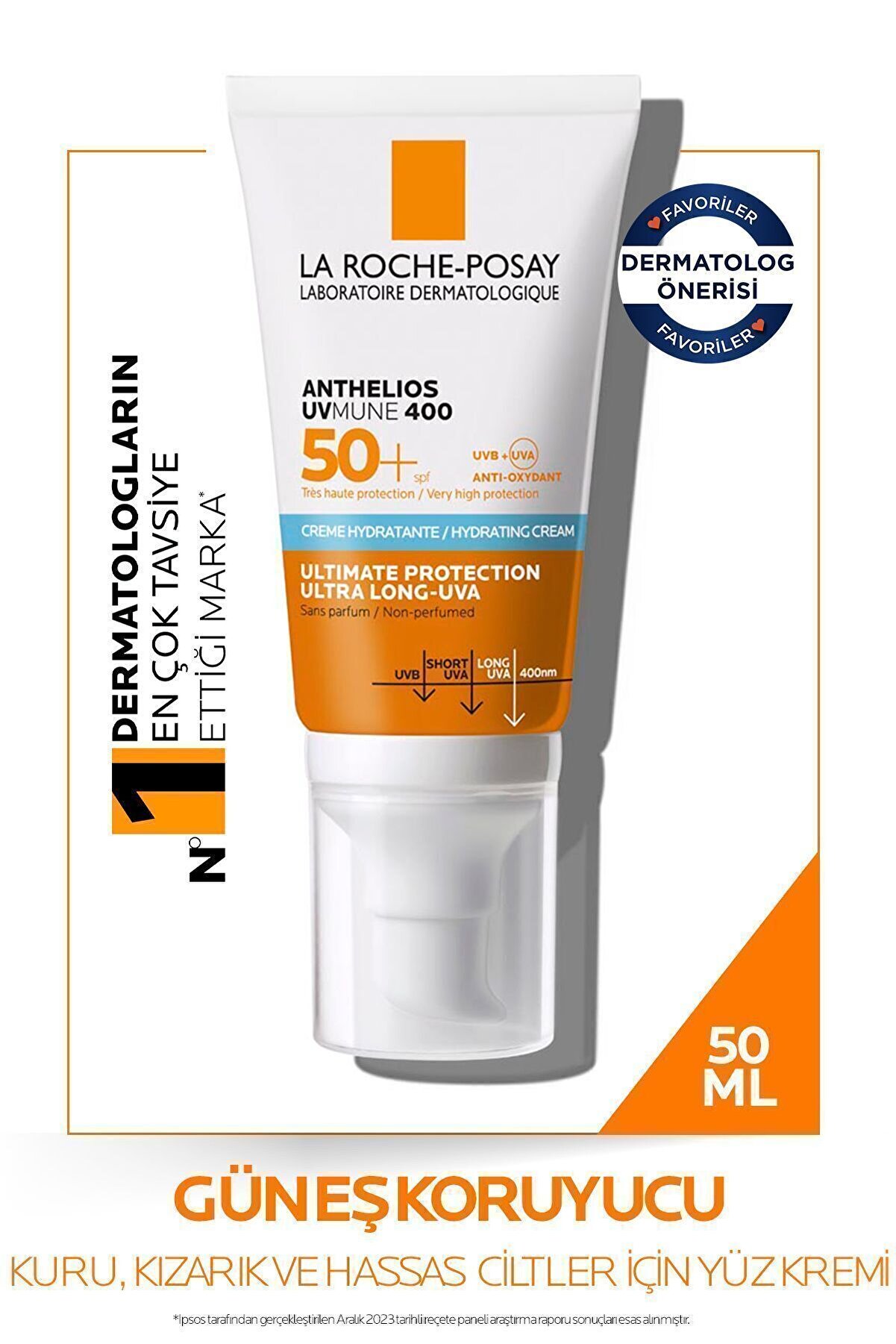 La Roche Posay Sensitive Skin Moisturizing Protective Sunscreen SPF+50 ...