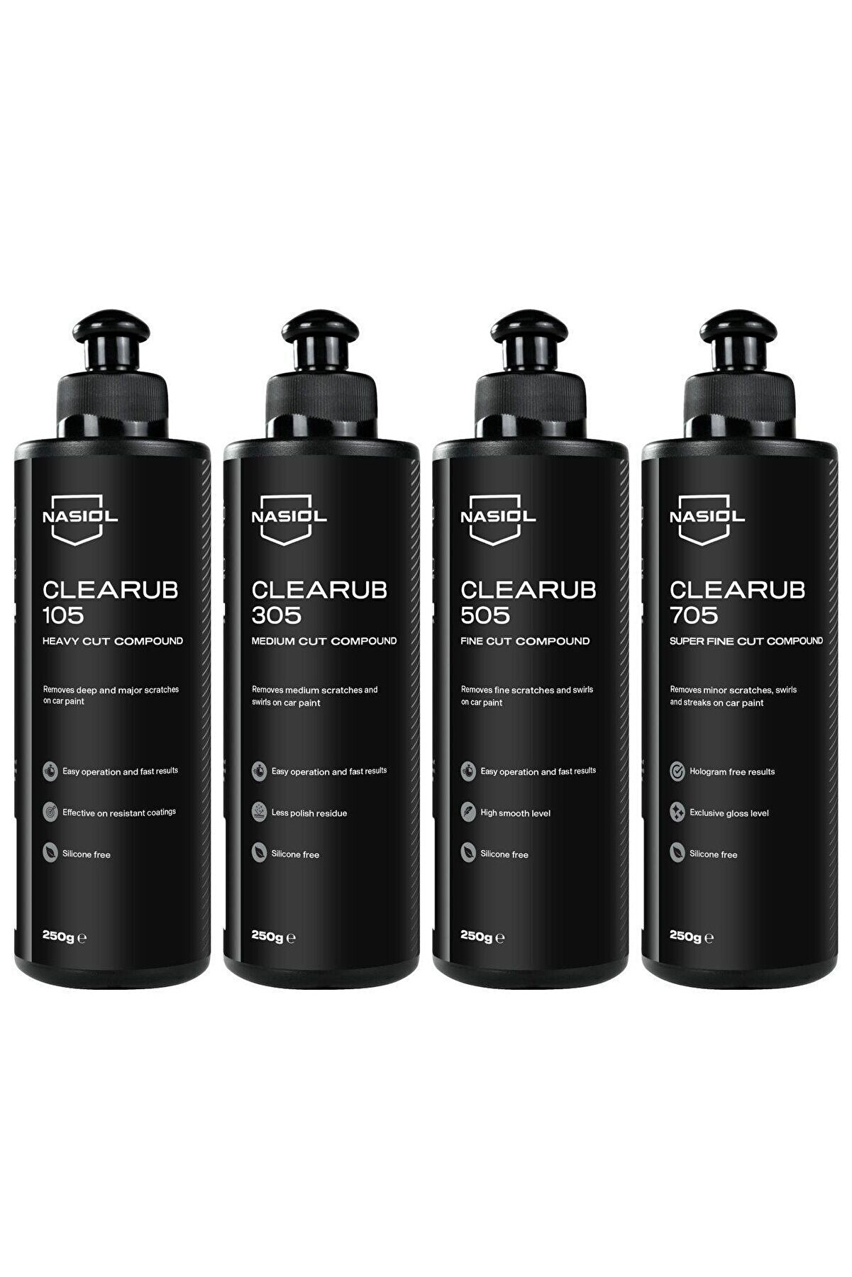Nasiol -SET 33-Clearub (105,305,505,705) Çizik Giderici Polisaj Pastası ...
