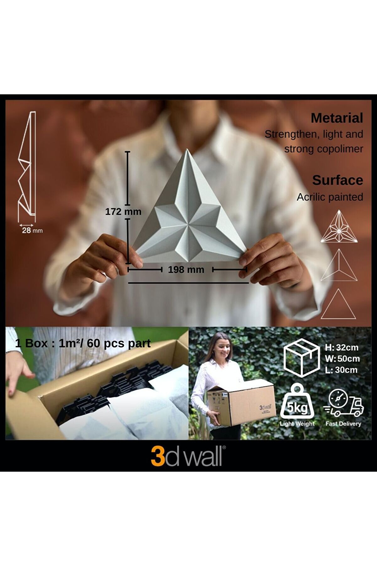 3D Wall Nava 3 Boyutlu Dekoratif Duvar Paneli (-VİZON-) (1M2) Fiyatı ...