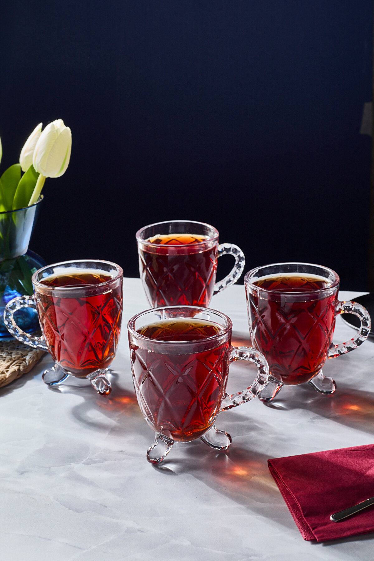 Perotti Anthony 4'lü Cam Ayaklı Kulplu Çay Kahve Bardağı 200ml 15720 ...