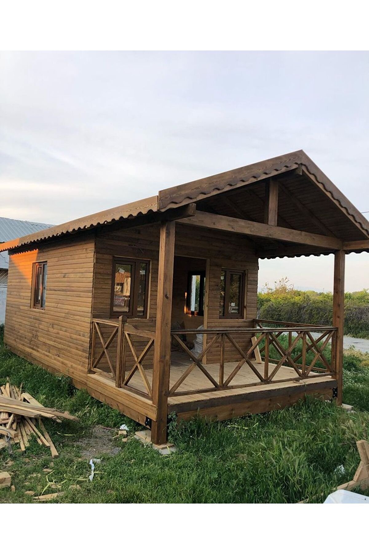 IMKER HOME 24m2 Ahşap Ev Verandalı Kulübe Bungalov Bağ Evi Prefabrik ...