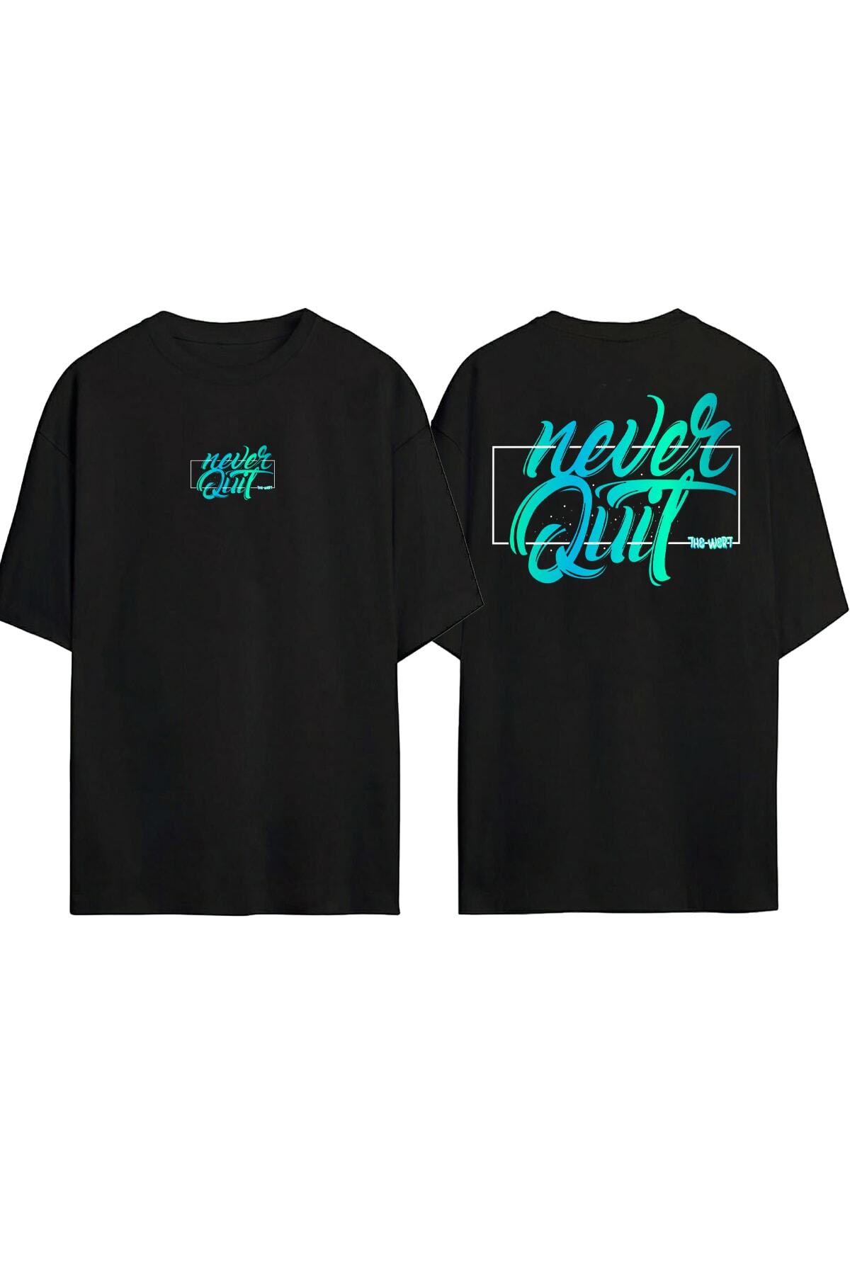 THEWERT Unisex Siyah Never Quit Bask l Oversize T shirt Fiyat thewert-unisex-siyah-never-quit-bask-l-oversize-t-shirt-fiyat