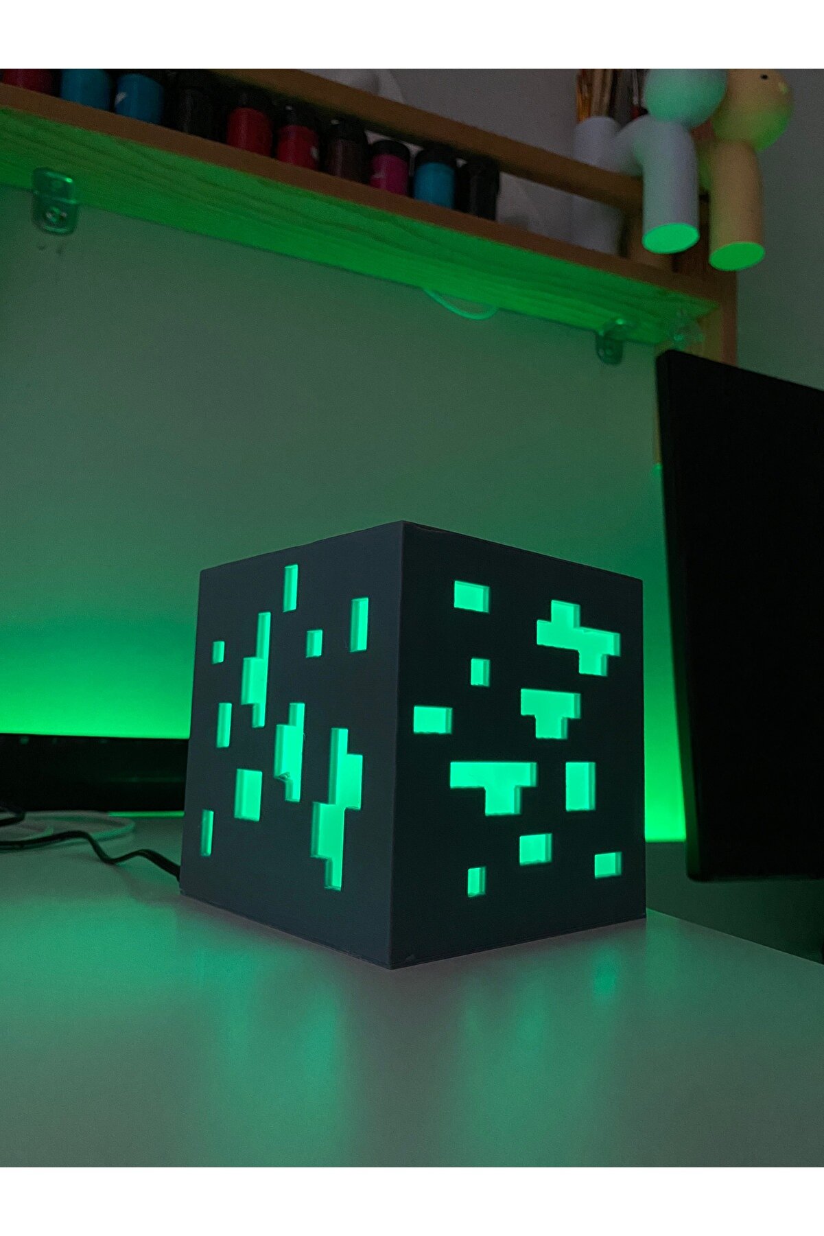 Root Made Minecraft Elmas Cevheri Masa Lambası Fişli Dekoratif ...