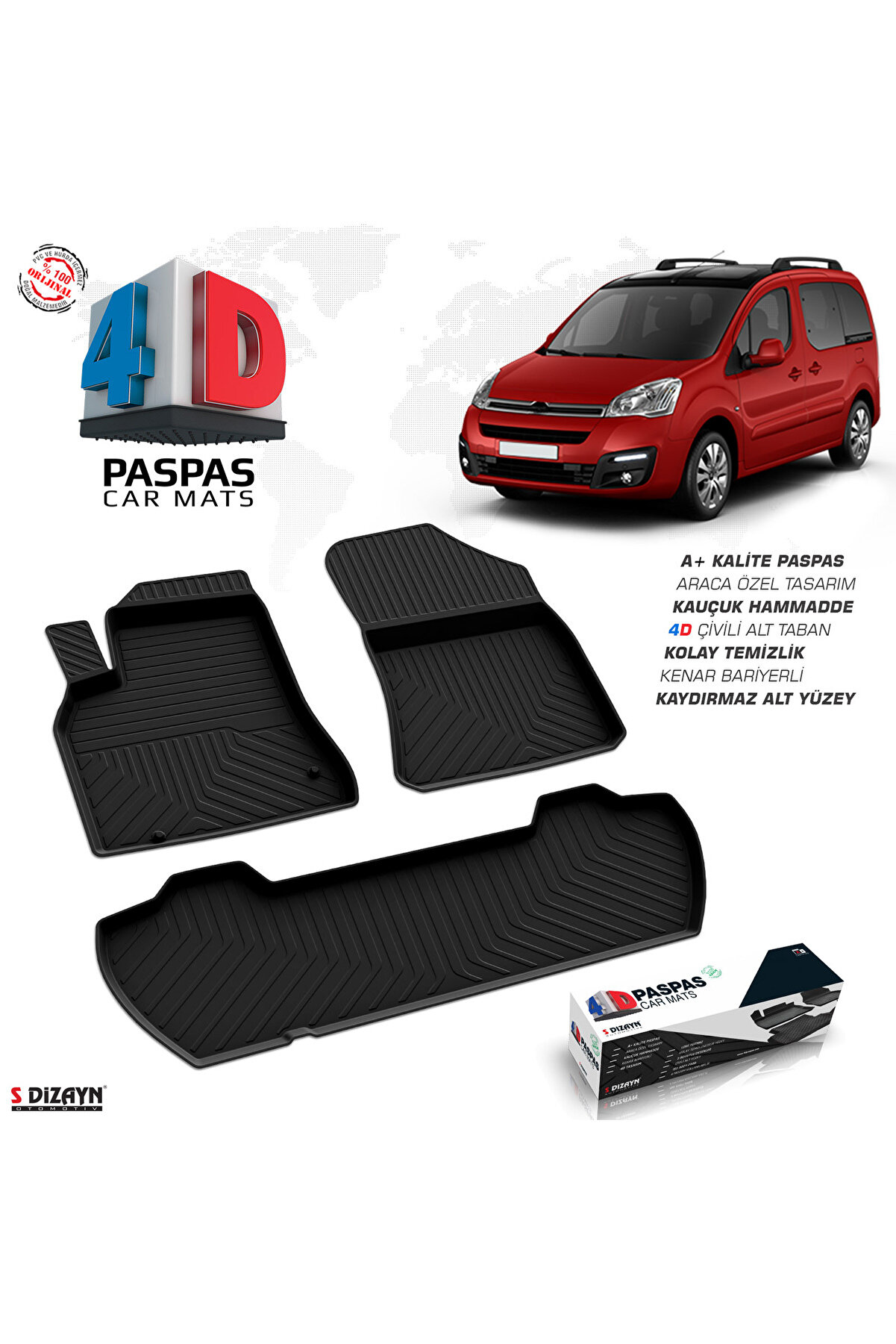 S Dizayn S-dizayn Citroen Berlingo 4d Havuzlu Paspas 2008-2018 90 Hp A ...