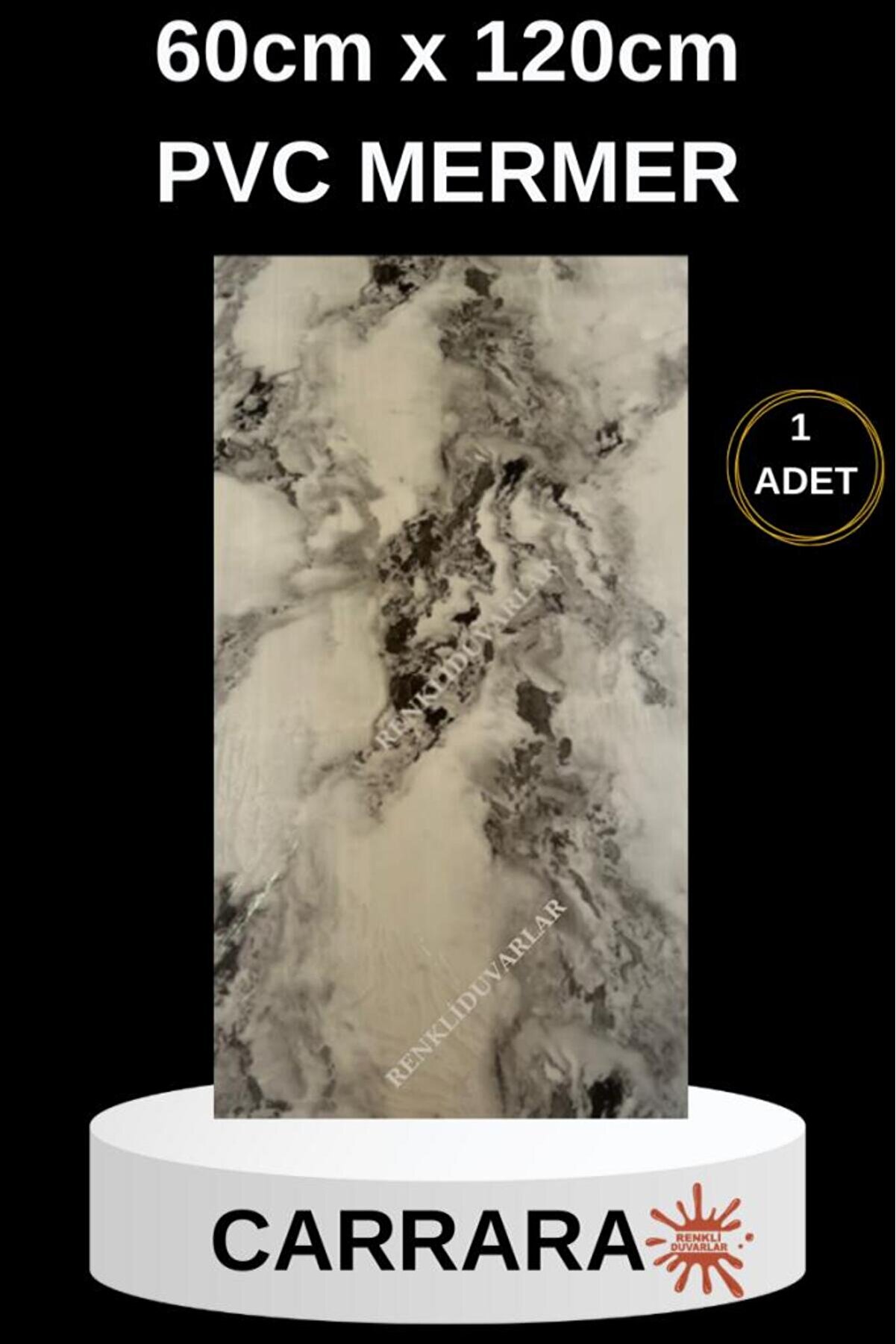 Renkli Duvarlar Alternatif Kaplama UV PVC Mermer Panel Carrara 1 Adet 60x120cm Ev Ofis Otel ...