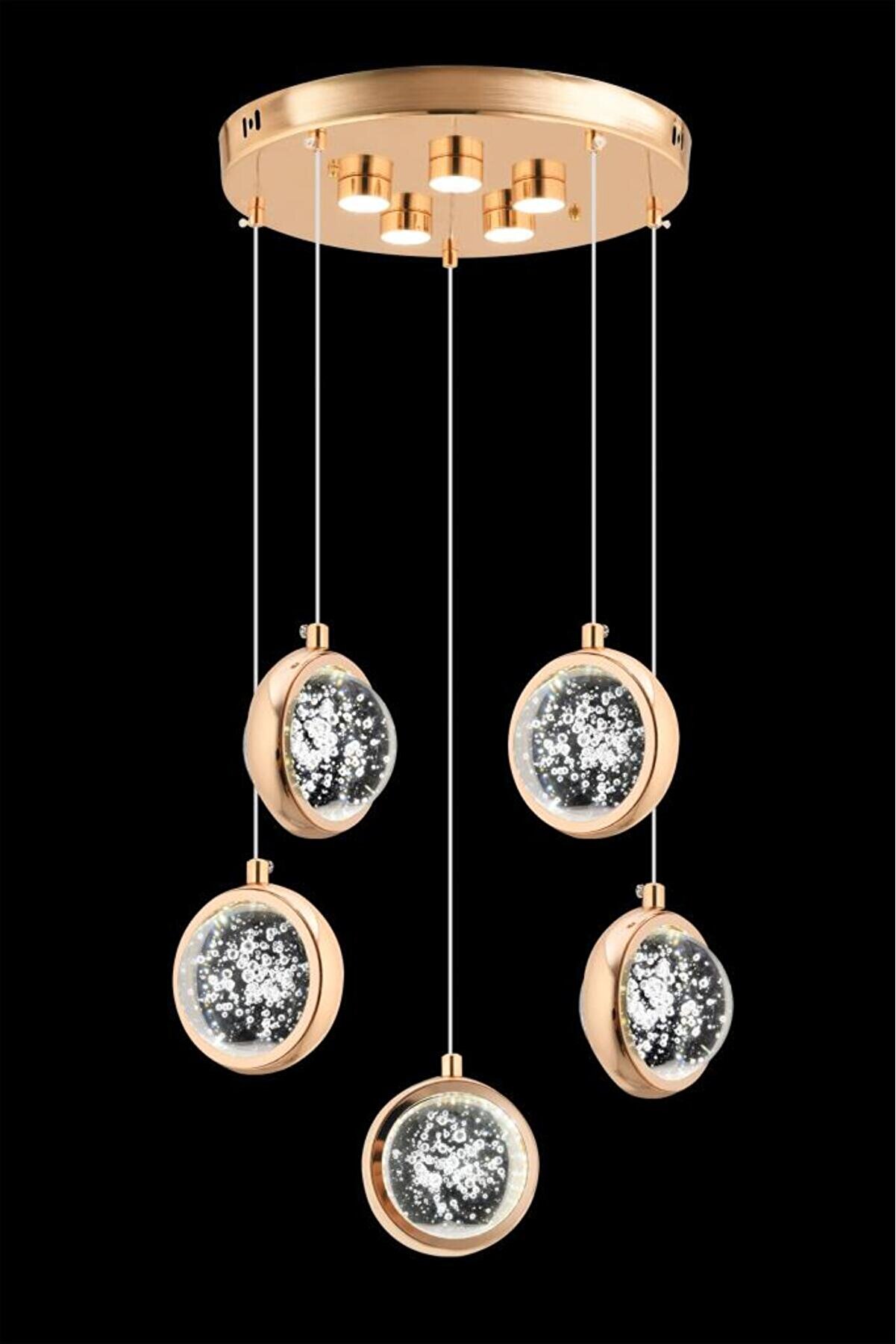 İstanbul Avize İstanbul Avize Dünya 5'li Gold Üç Renk Ledli Lüx Modern ...